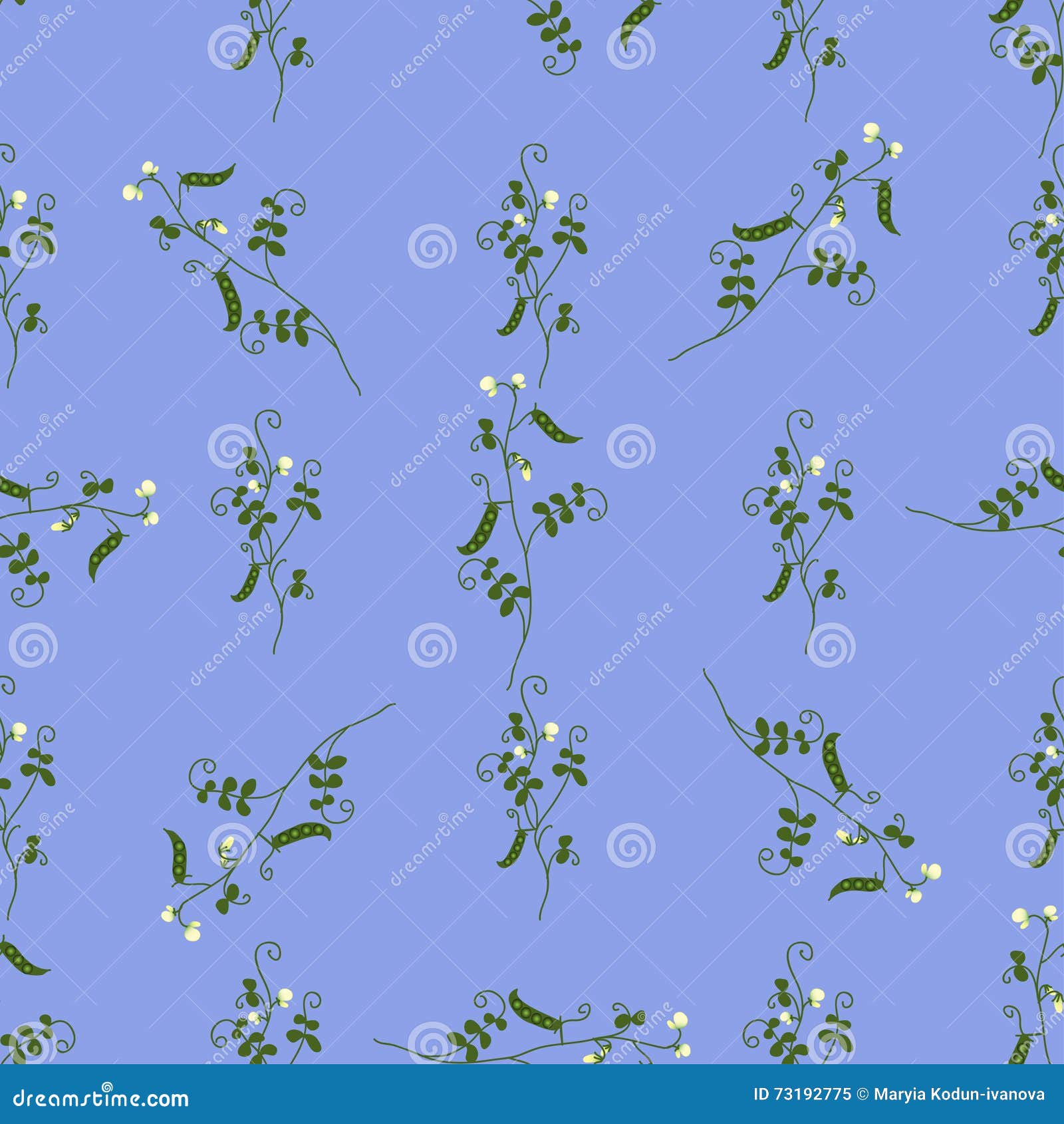 Seamless Vertical Floral Pattern with Pea Stock Vector - Illustration ...