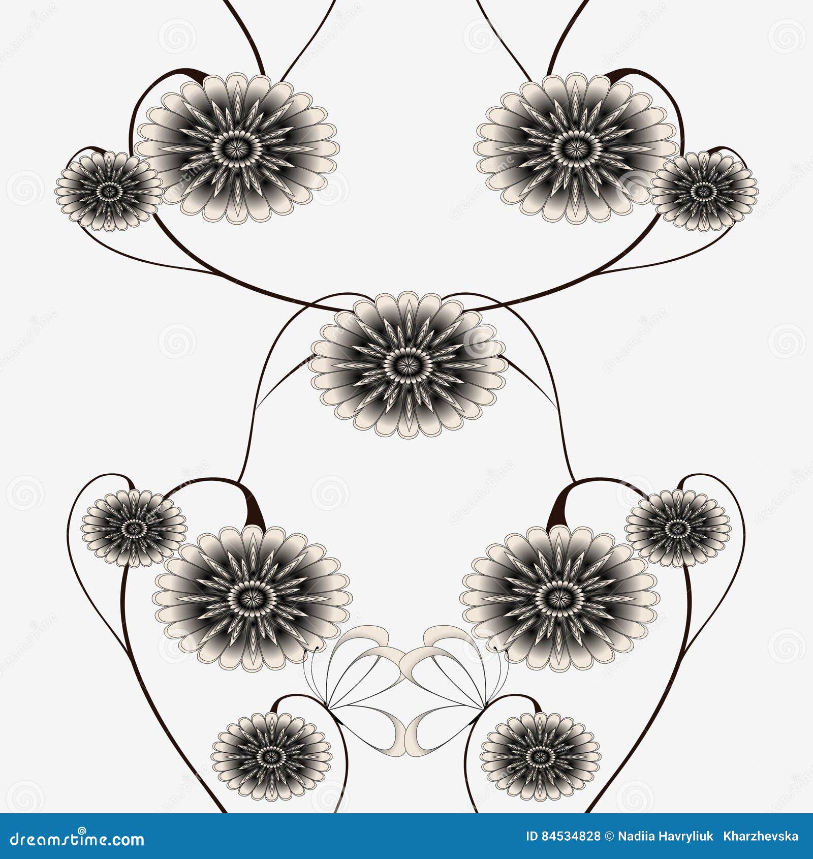 Seamless Vertical Pattern with Abstract Flowers, a Design Element ...
