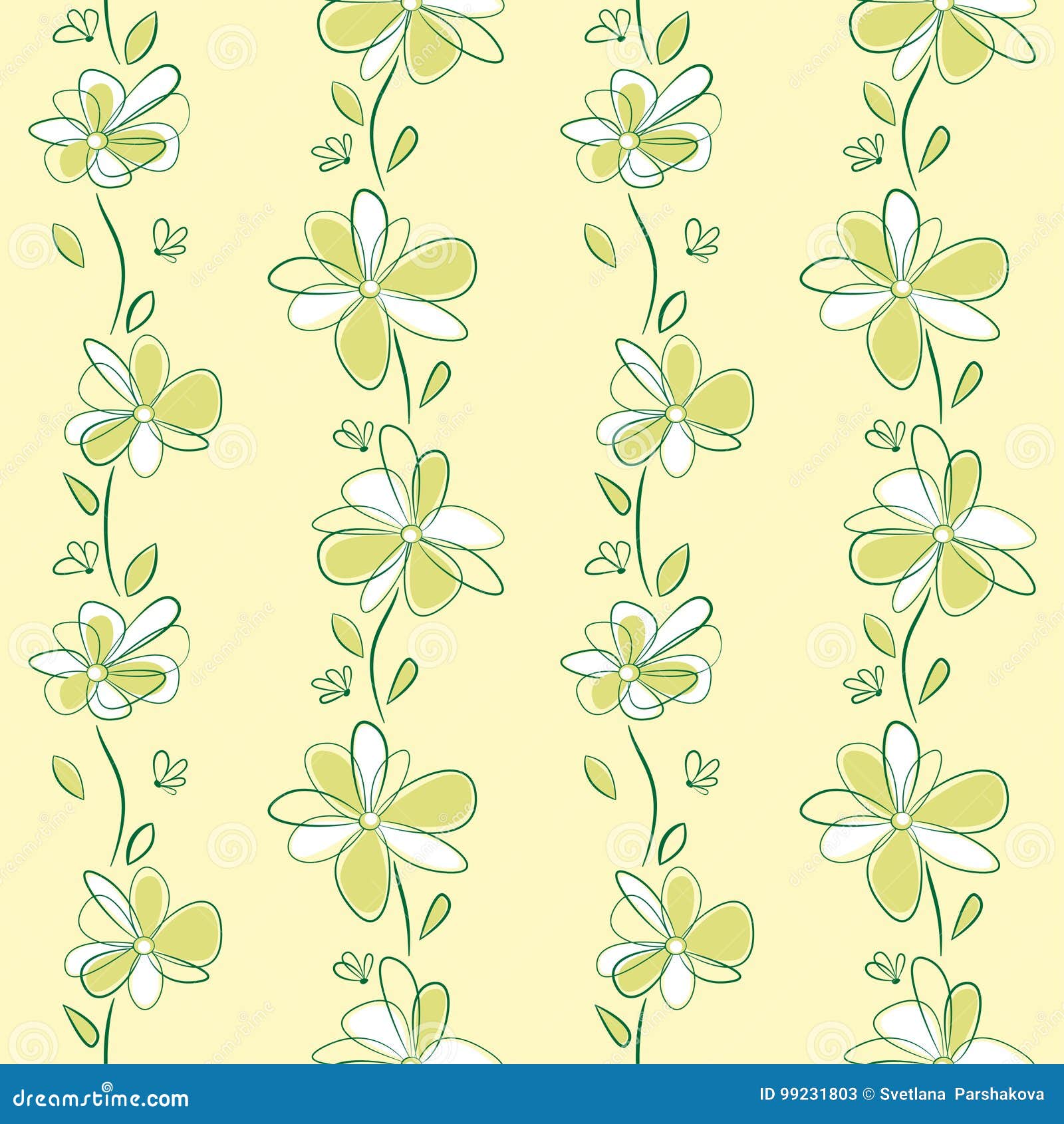 Seamless Vertical Pattern with Abstract Flowers. Stock Vector ...