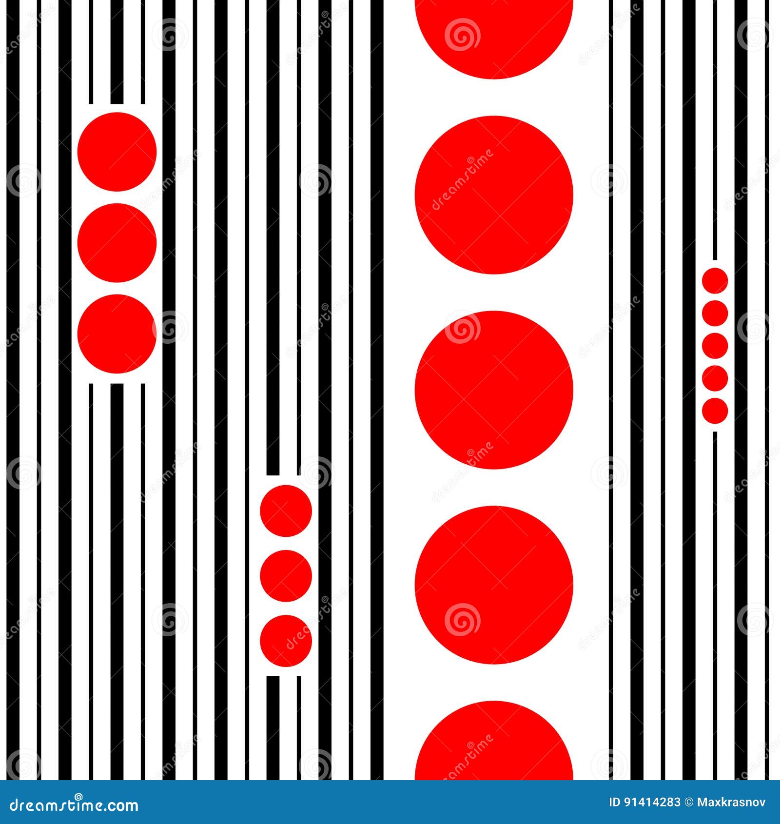 Seamless Vertical Stripe and Circle Pattern Stock Vector - Illustration ...