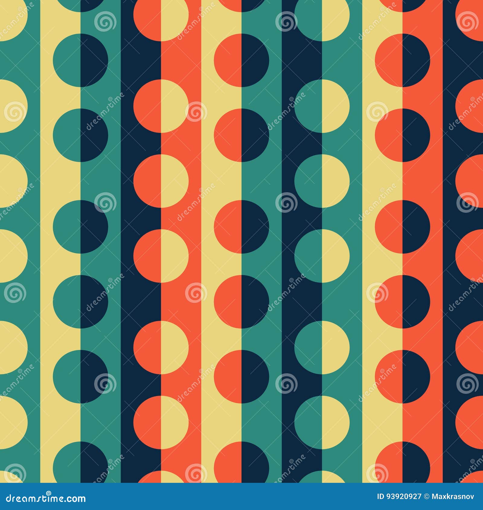 Seamless Vertical Stripe and Circle Pattern Stock Vector - Illustration ...