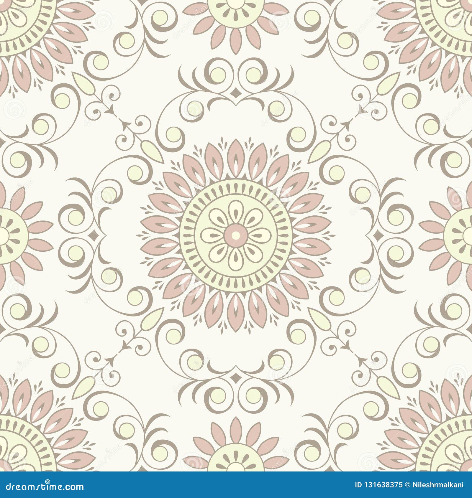 Seamless Victorian Damask Pattern Stock Vector - Illustration of ...