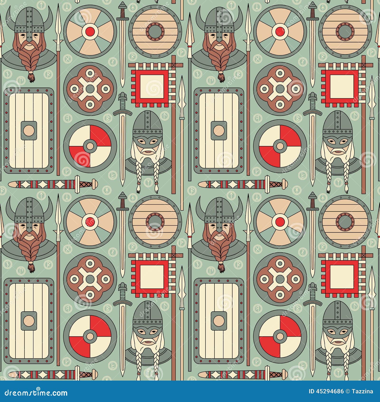 Seamless viking pattern 02 stock vector. Illustration of nordic - 45294686