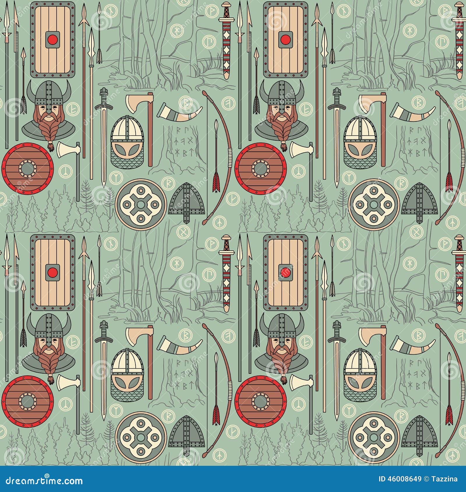 Seamless viking pattern 03 stock vector. Illustration of mustache ...