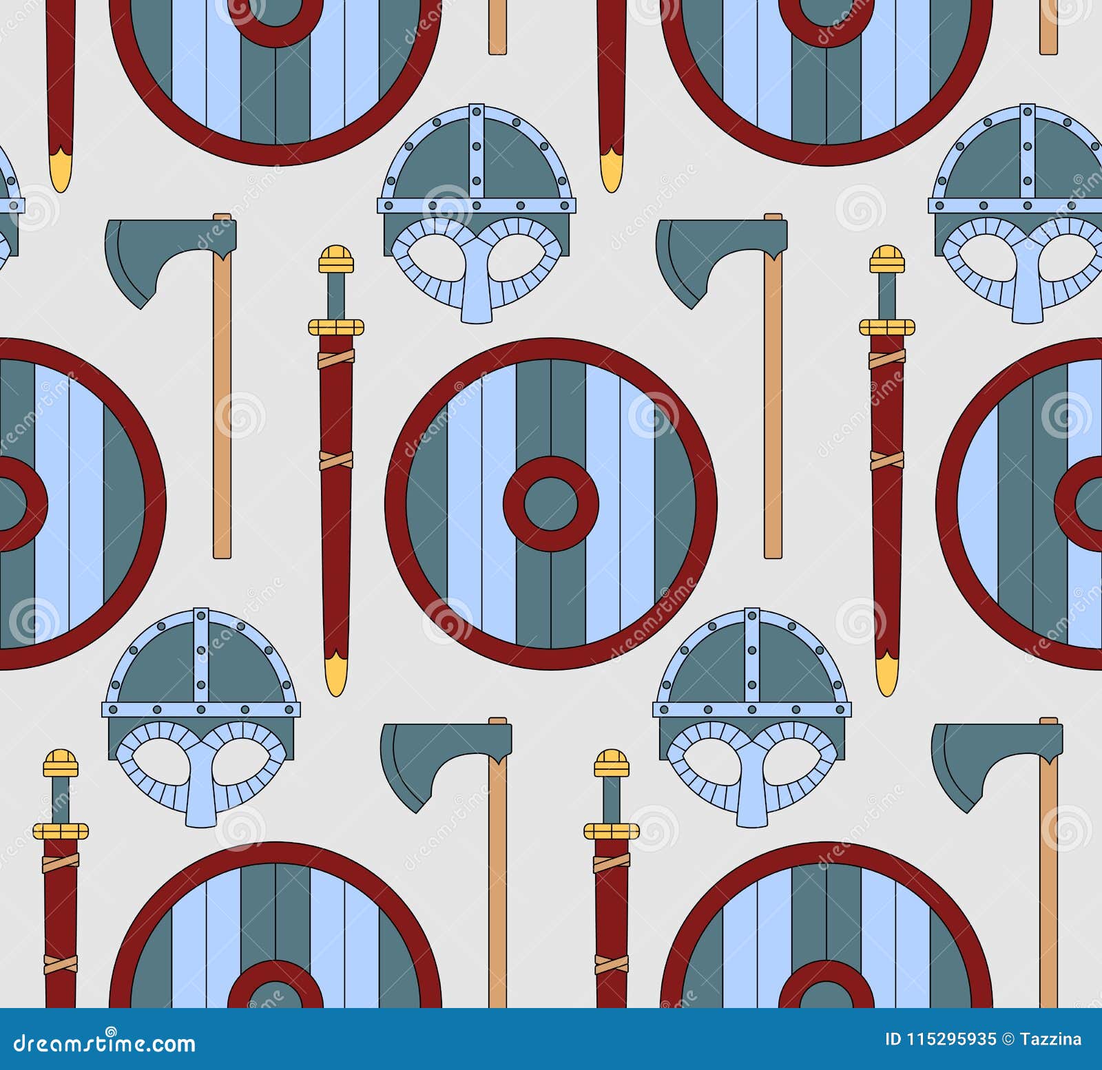 Seamless Viking Pattern with Shields, Helmets, Axes and Swords Stock ...