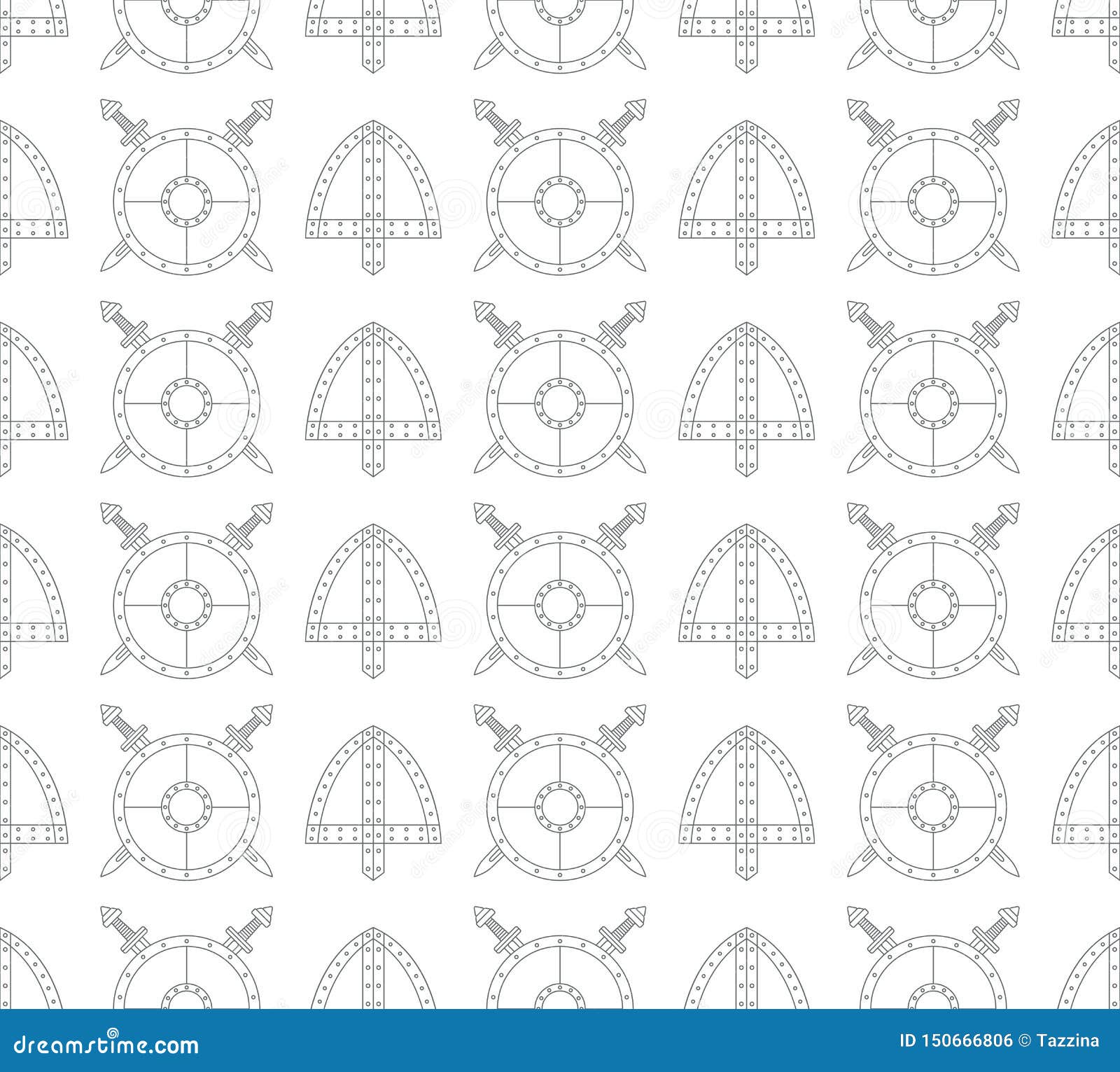 Seamless Viking Pattern With Shields, Helmets, Axes And Swords Cartoon ...