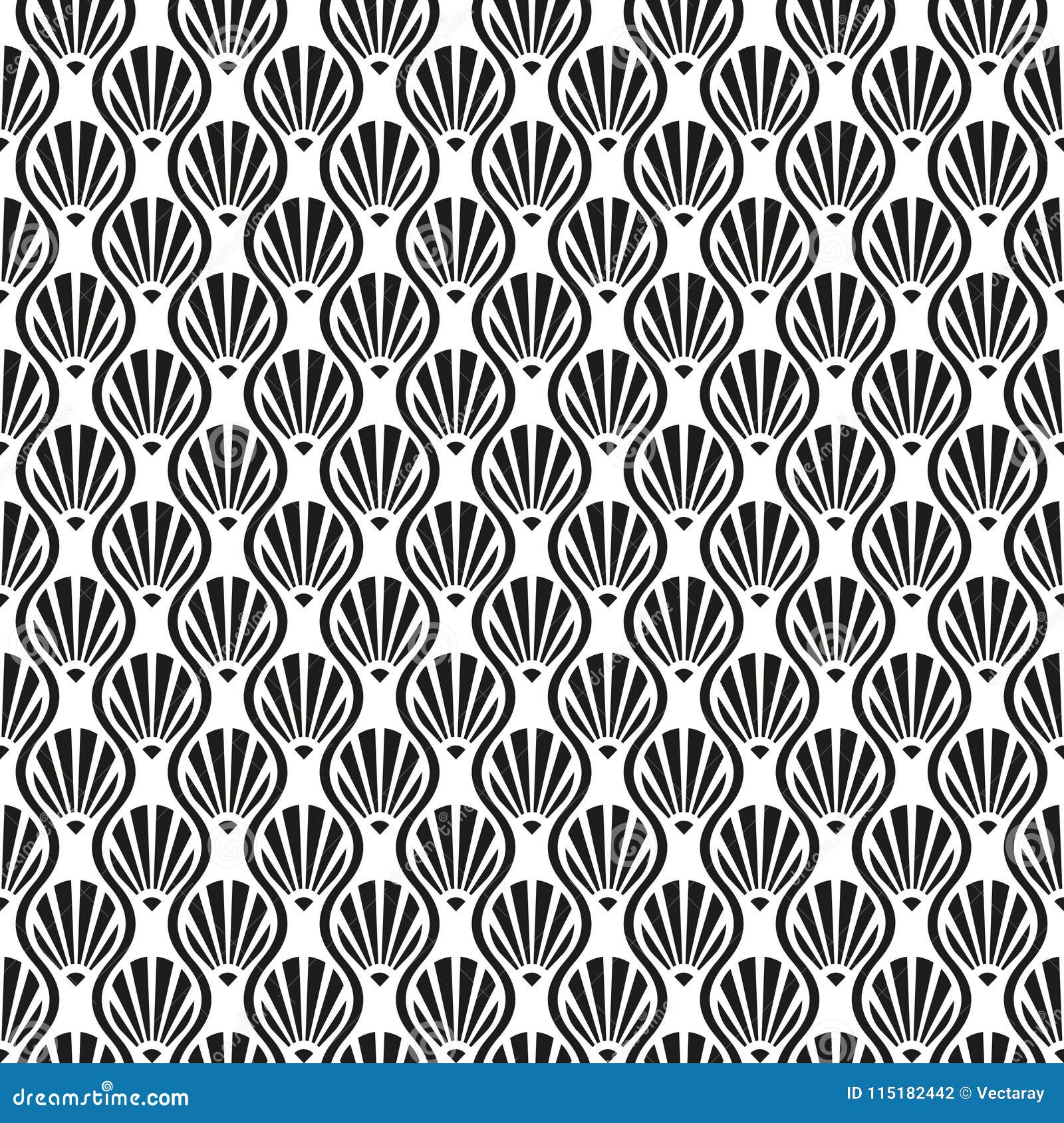 Seamless Vintage Art Deco Shell Pattern Background Stock Vector ...