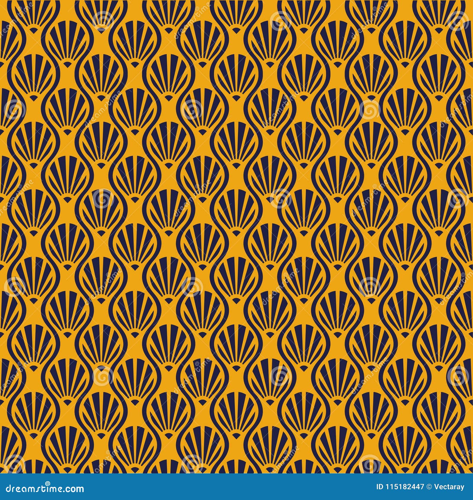 Seamless Vintage Art Deco Shell Pattern Background Stock Vector ...