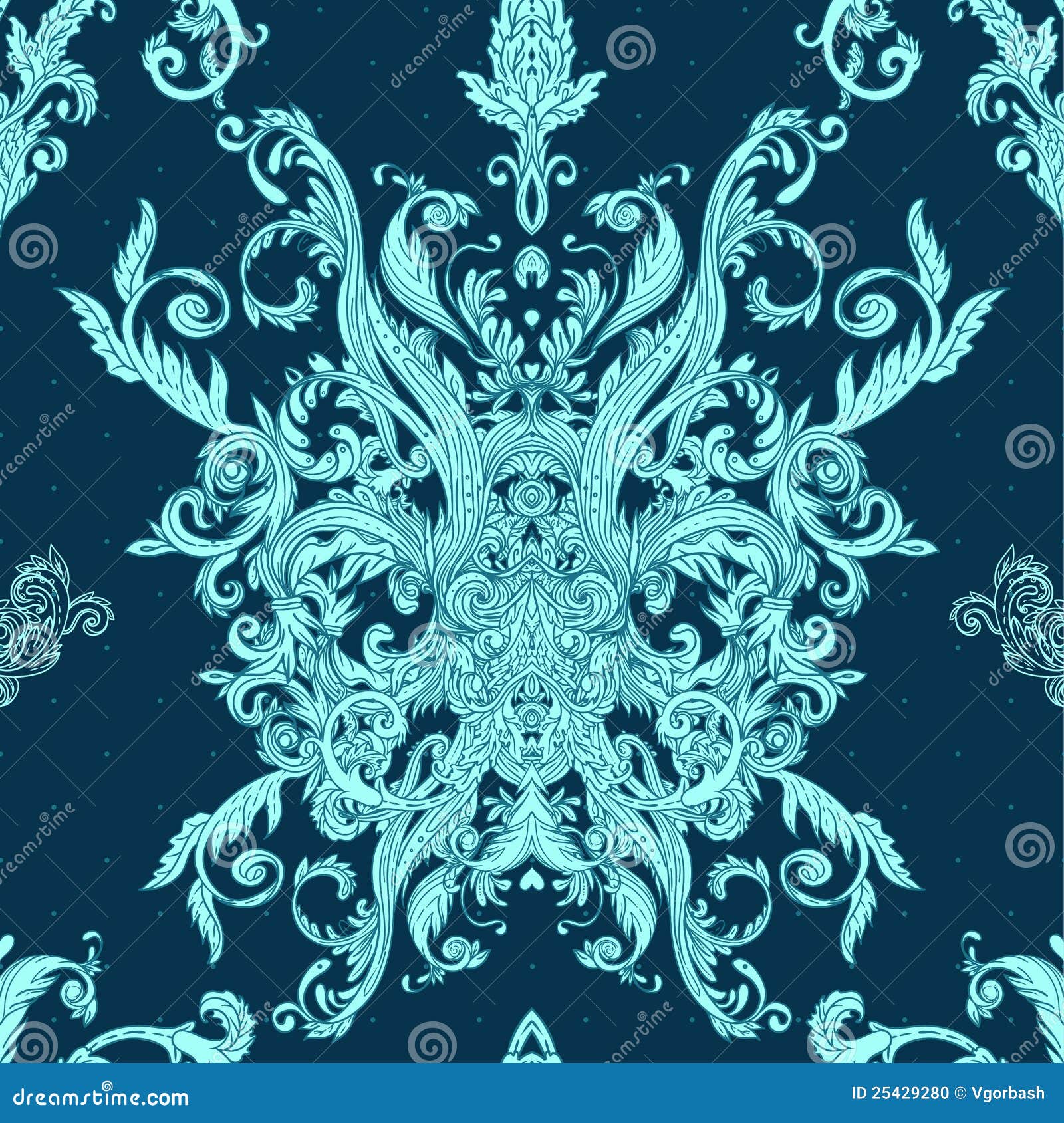 Seamless Vintage Baroque Pattern Stock Vector - Illustration of leafy ...