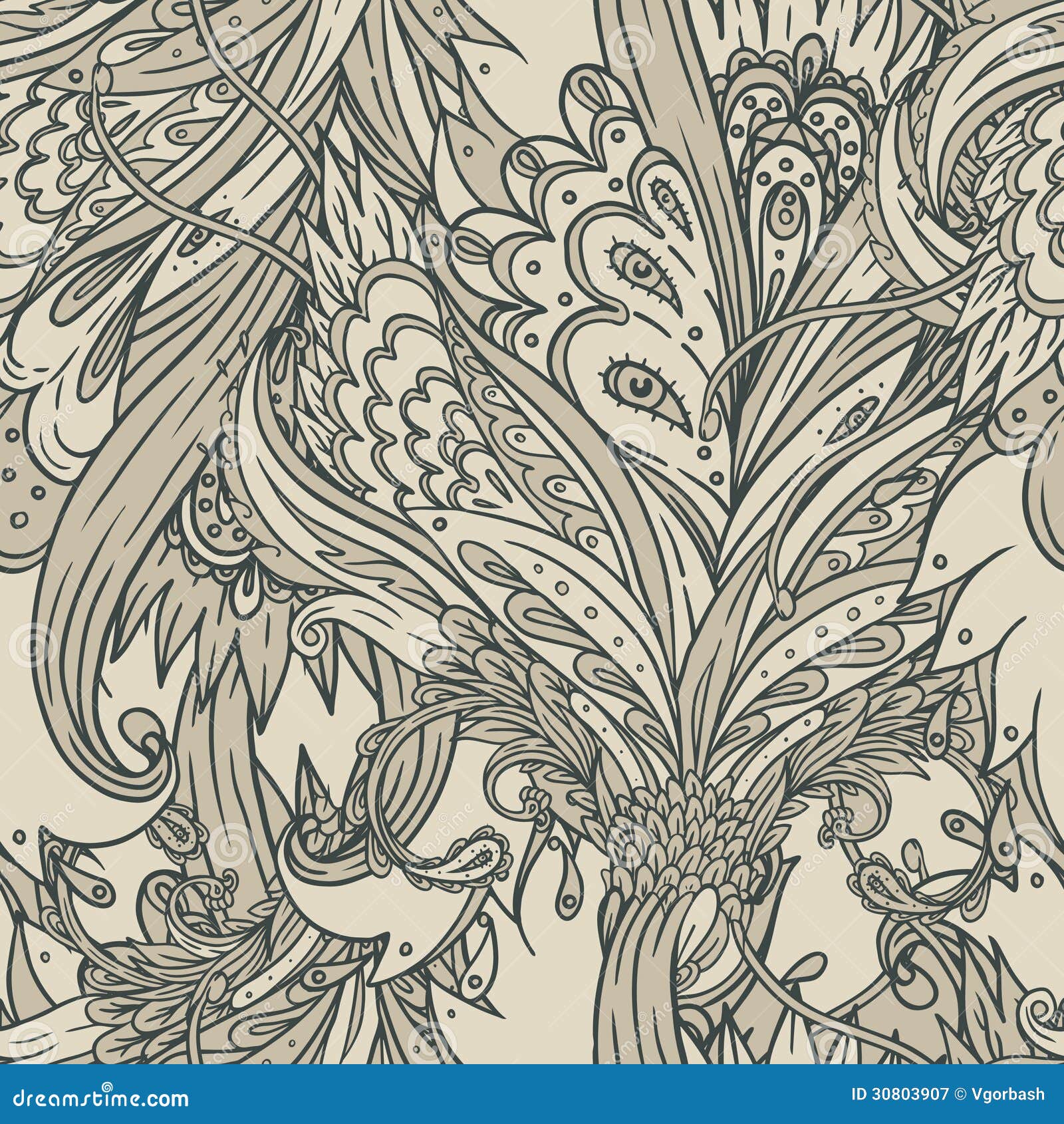 Seamless Vintage Baroque Pattern Stock Illustration - Illustration of ...
