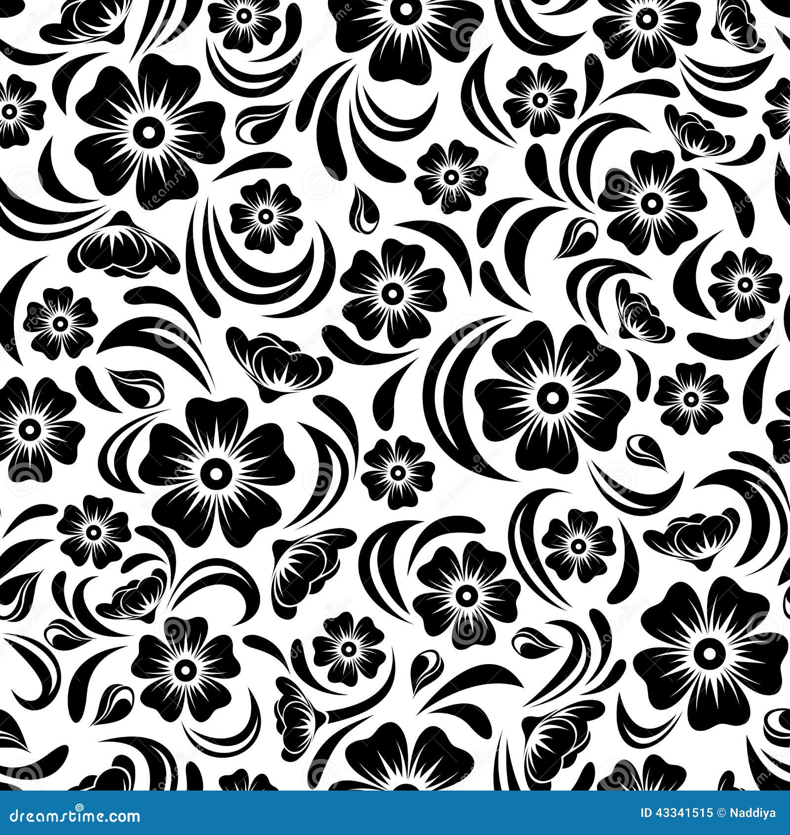 Seamless Vintage Black Floral Pattern. Vector Illustration. Stock ... Seamless Vintage Black Floral Pattern. Vector Illustration. Stock ...