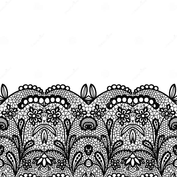 Seamless Vintage Black Lace Border Invitation Card Stock Illustration