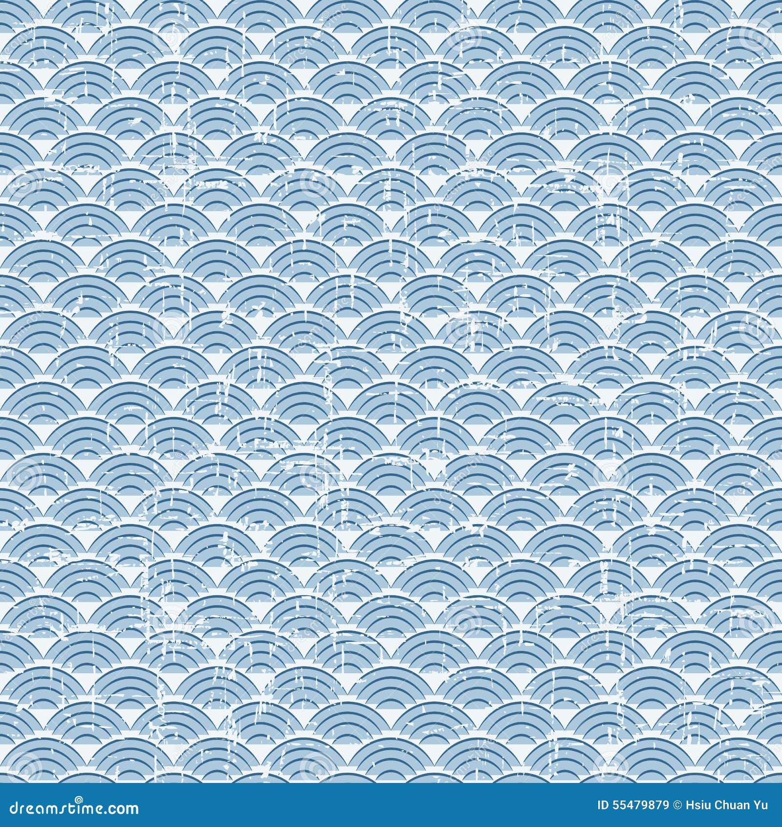 Seamless Vintage Blue Japanese Style Fish Scale Pattern Background ...