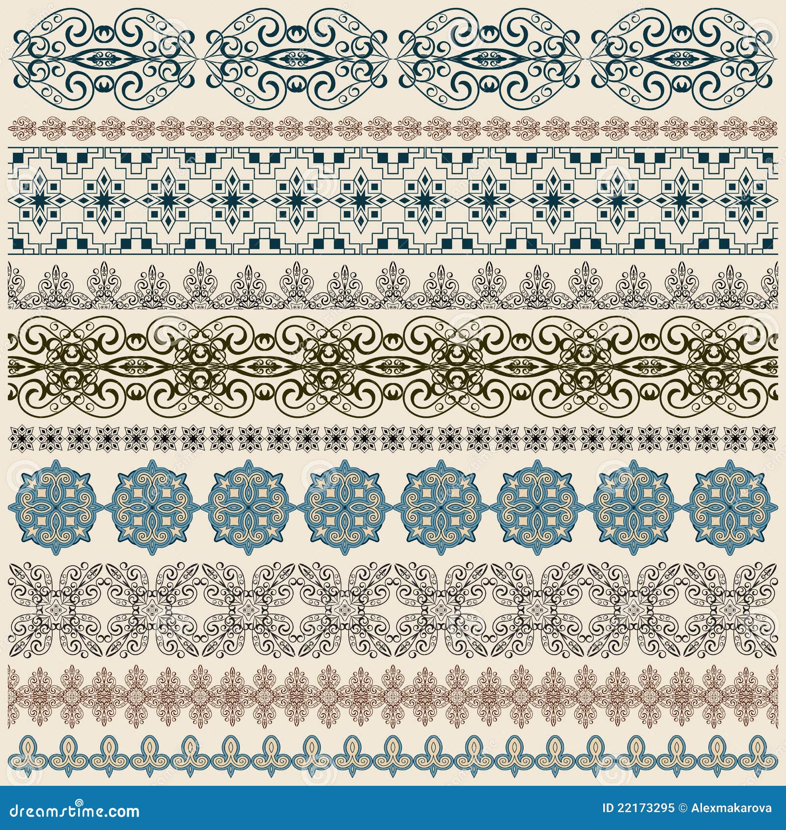Seamless Vintage Border Pattern Stock Vector - Illustration of baroque ...
