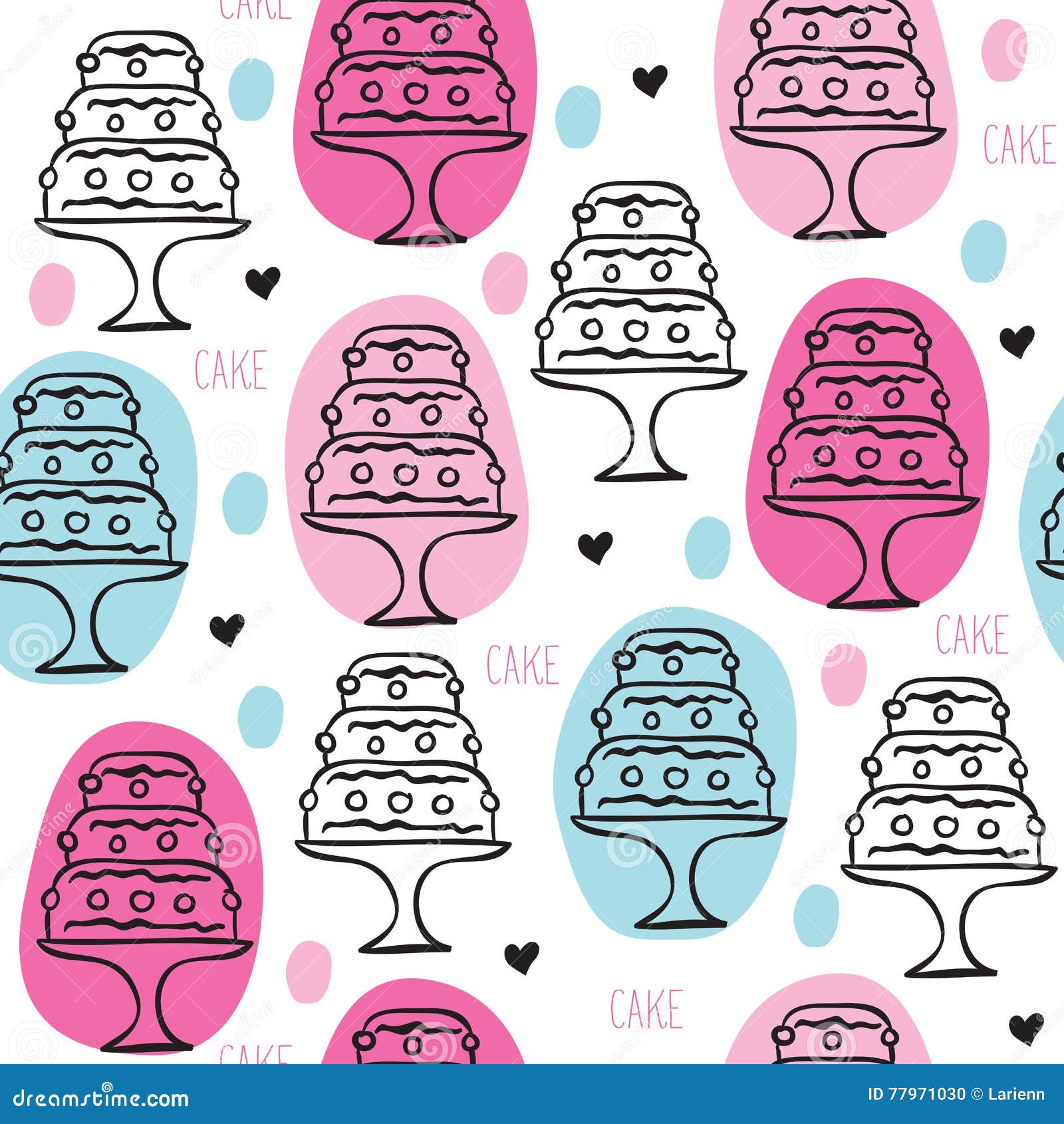 Seamless Vintage Cake Pattern Vector Illustration Stock Vector ...