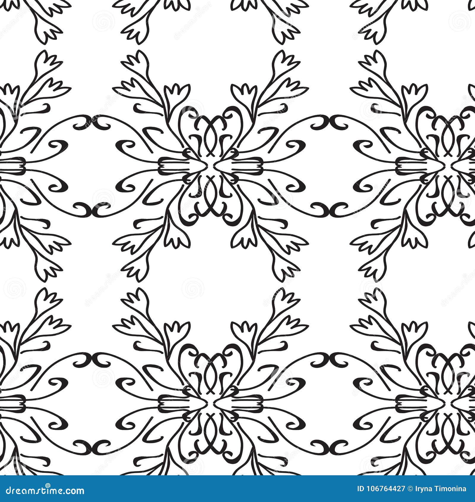 Seamless Vintage Decorative Pattern with a Black Pattern on a White ...
