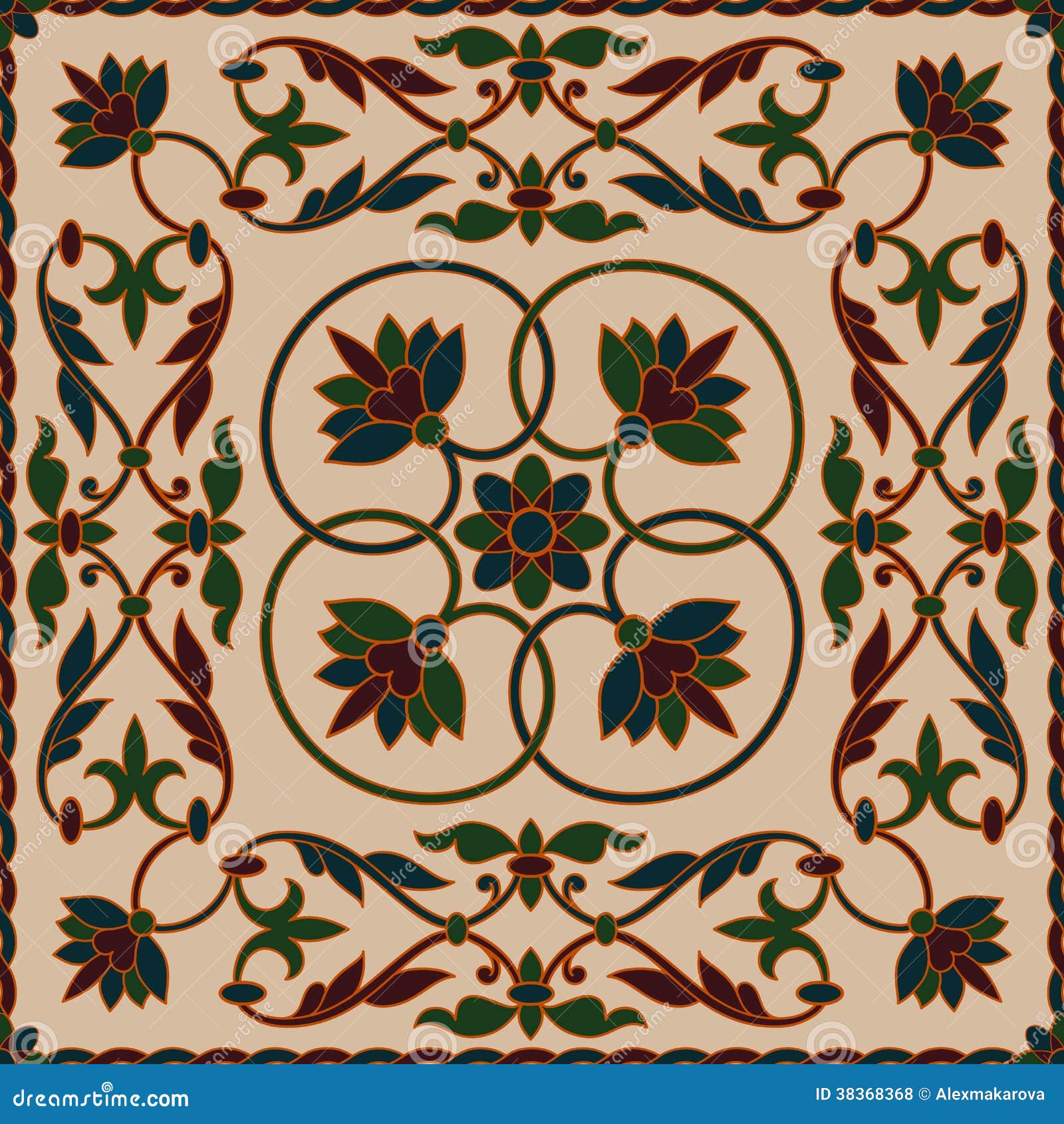 Seamless Vintage Floral Pattern Stock Vector - Illustration of emblem ...