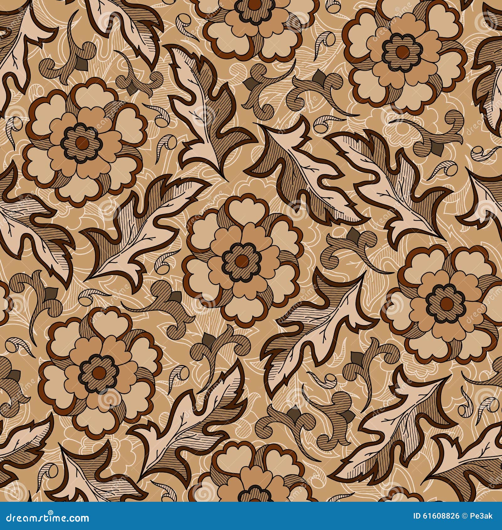 Seamless Vintage Flower Pattern Stock Vector - Illustration of artwork ...