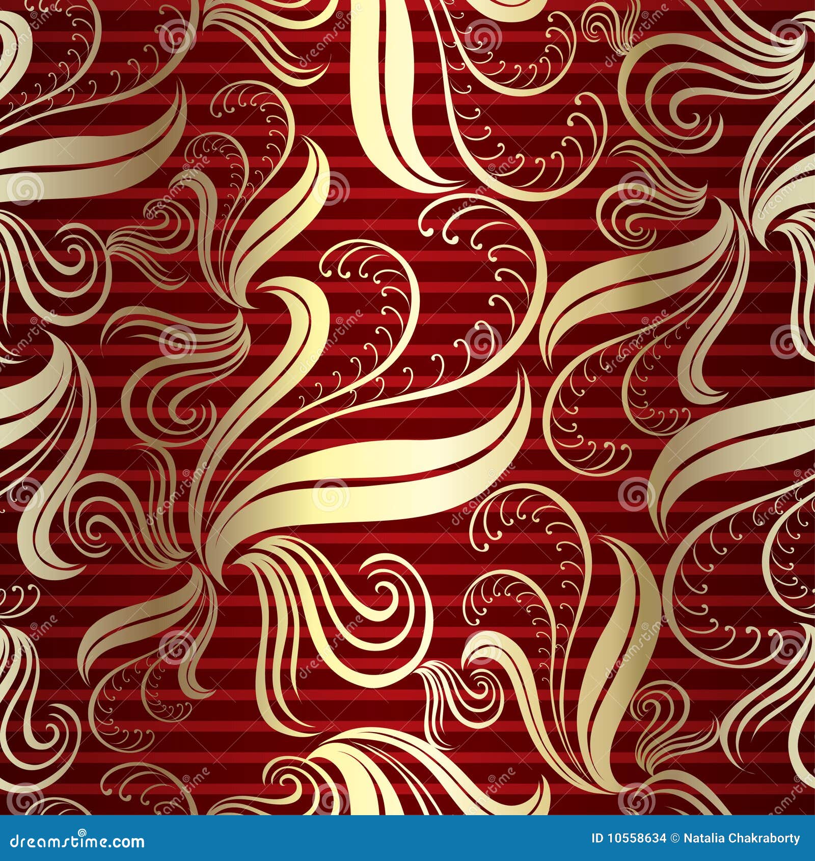 Seamless Vintage Gold Floral Pattern Stock Images - Image: 10558634