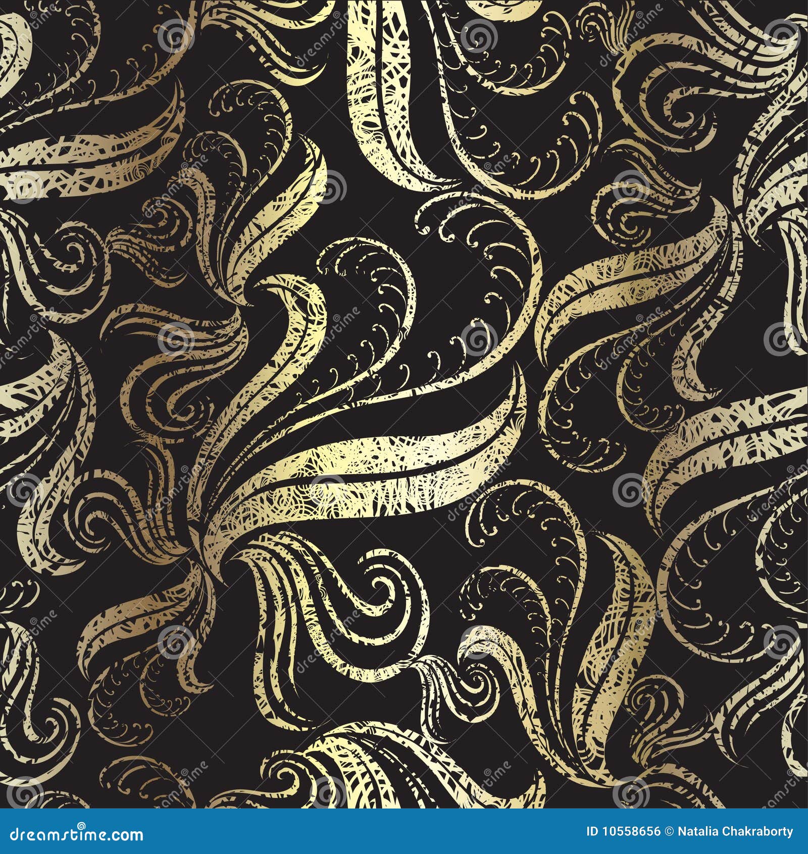 Seamless Vintage Gold Floral Pattern Stock Vector - Illustration of ...