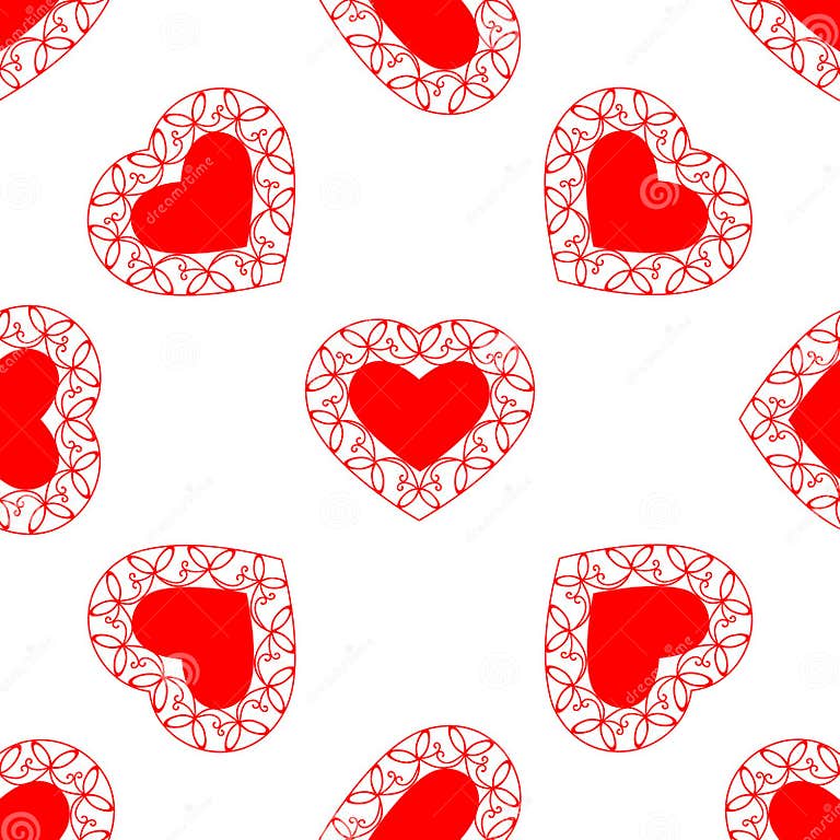 Seamless Vintage Heart Pattern Background. Stock Vector - Illustration ...