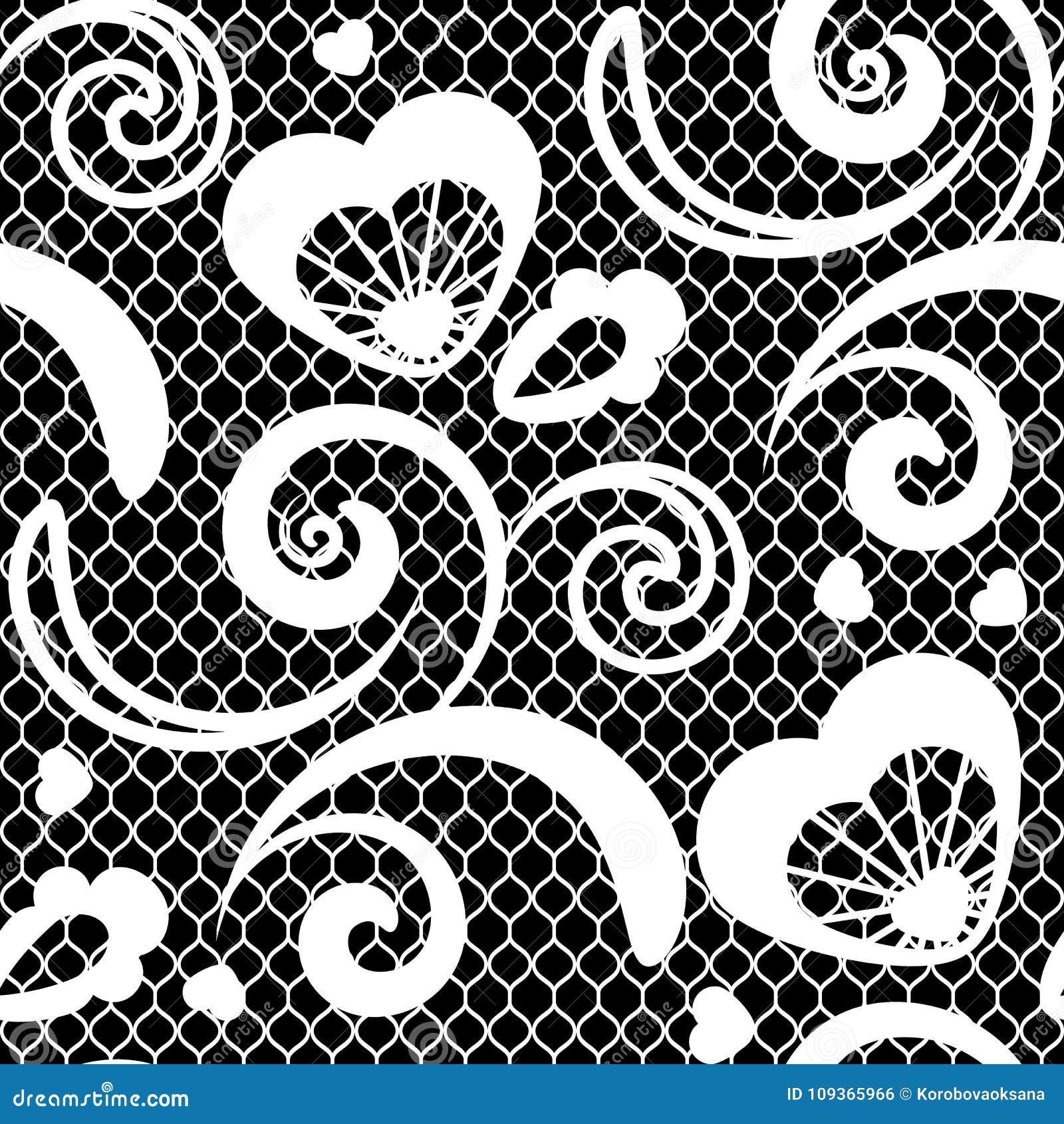 Seamless Vintage Lace Pattern, Black and White Stock Illustration ...