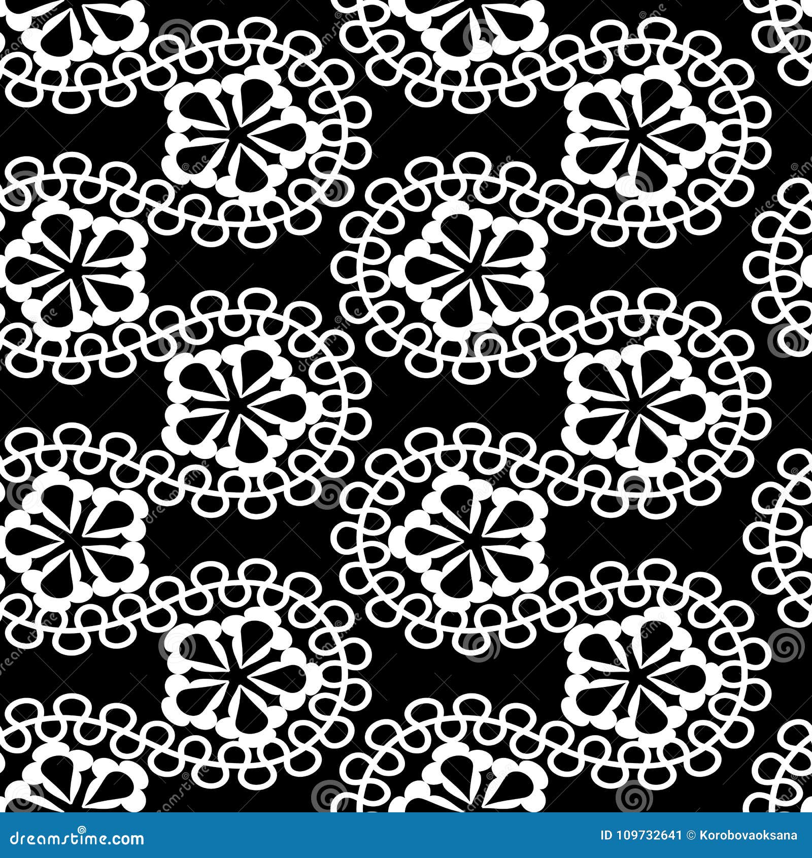 Seamless Vintage Lace Pattern, Black and White Stock Illustration ...