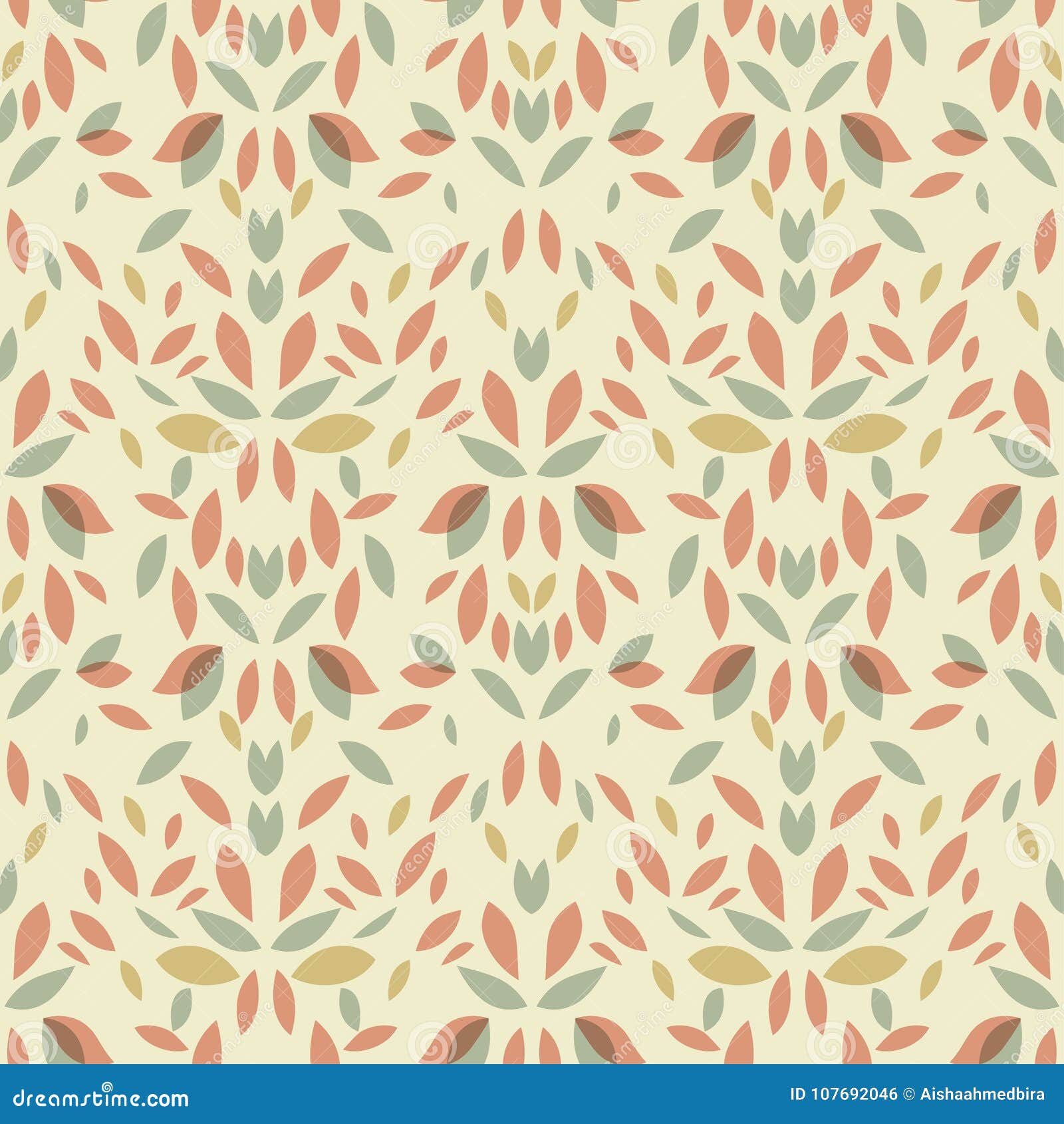 Seamless Vintage Leaf Floral Pattern Stock Illustration - Illustration ...