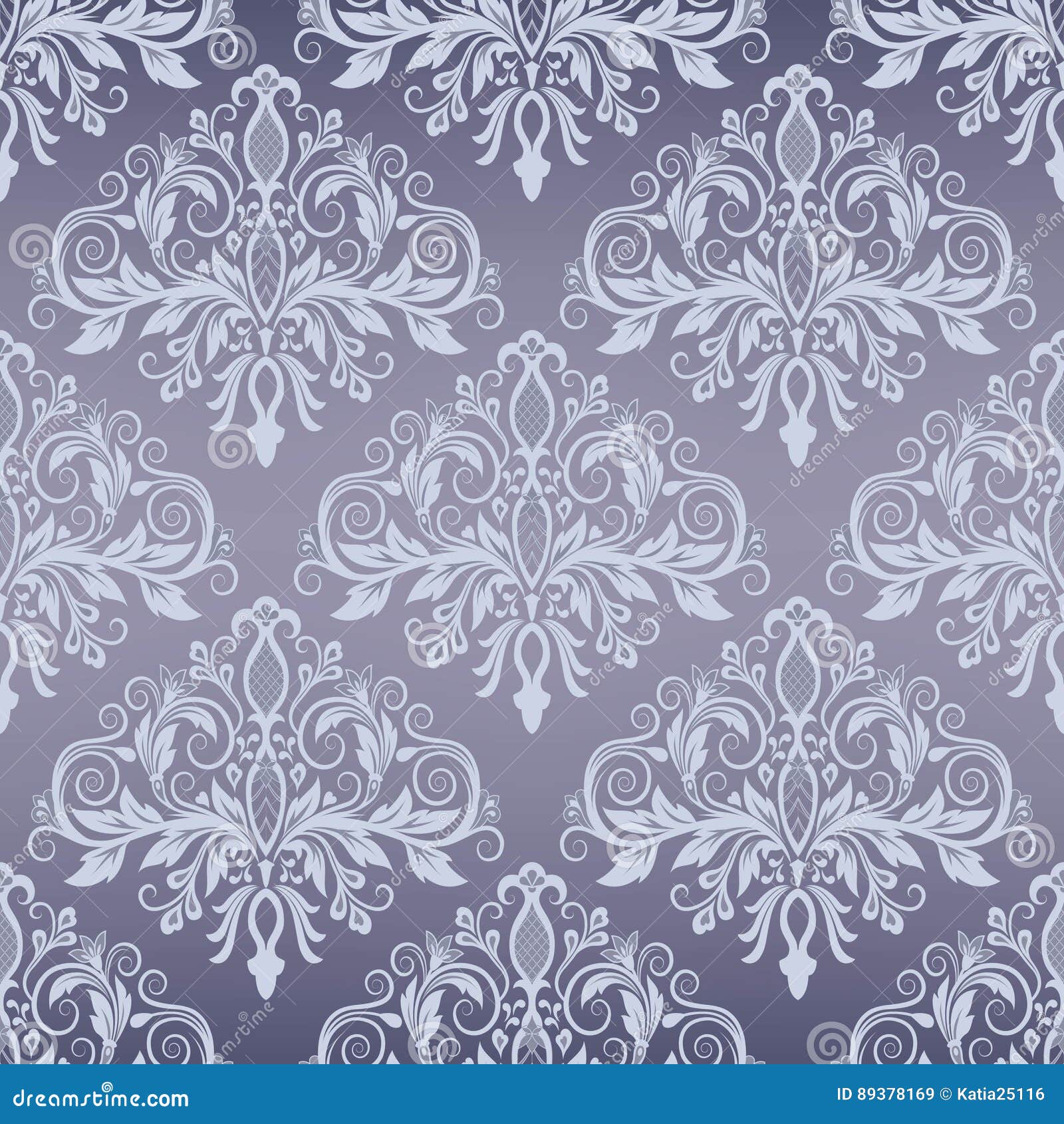 Seamless Vintage Pattern in Blue Stock Vector - Illustration of curl ...