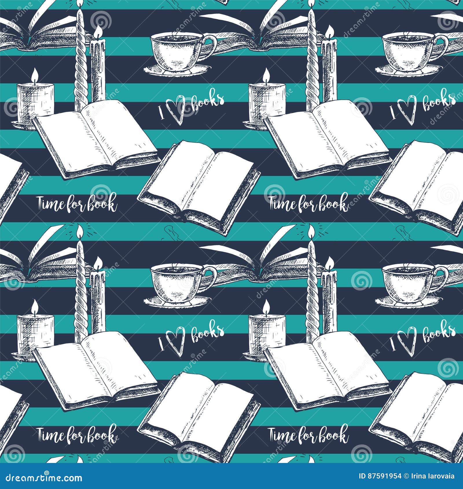 Seamless Vintage Pattern with Books. Stock Vector - Illustration of ...