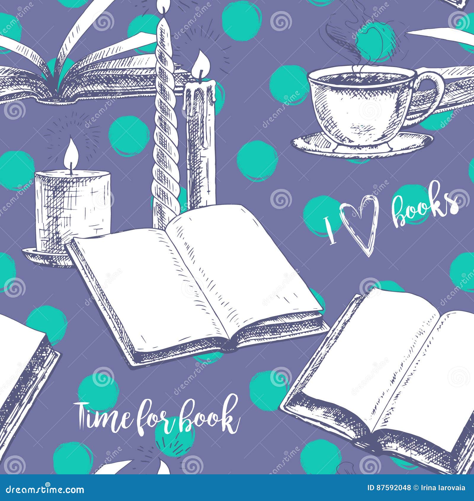 Seamless Vintage Pattern with Books. Stock Vector - Illustration of ...