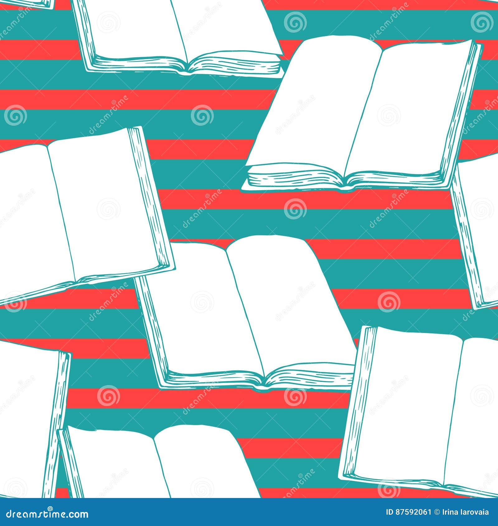 Seamless Vintage Pattern with Books. Stock Vector - Illustration of ...