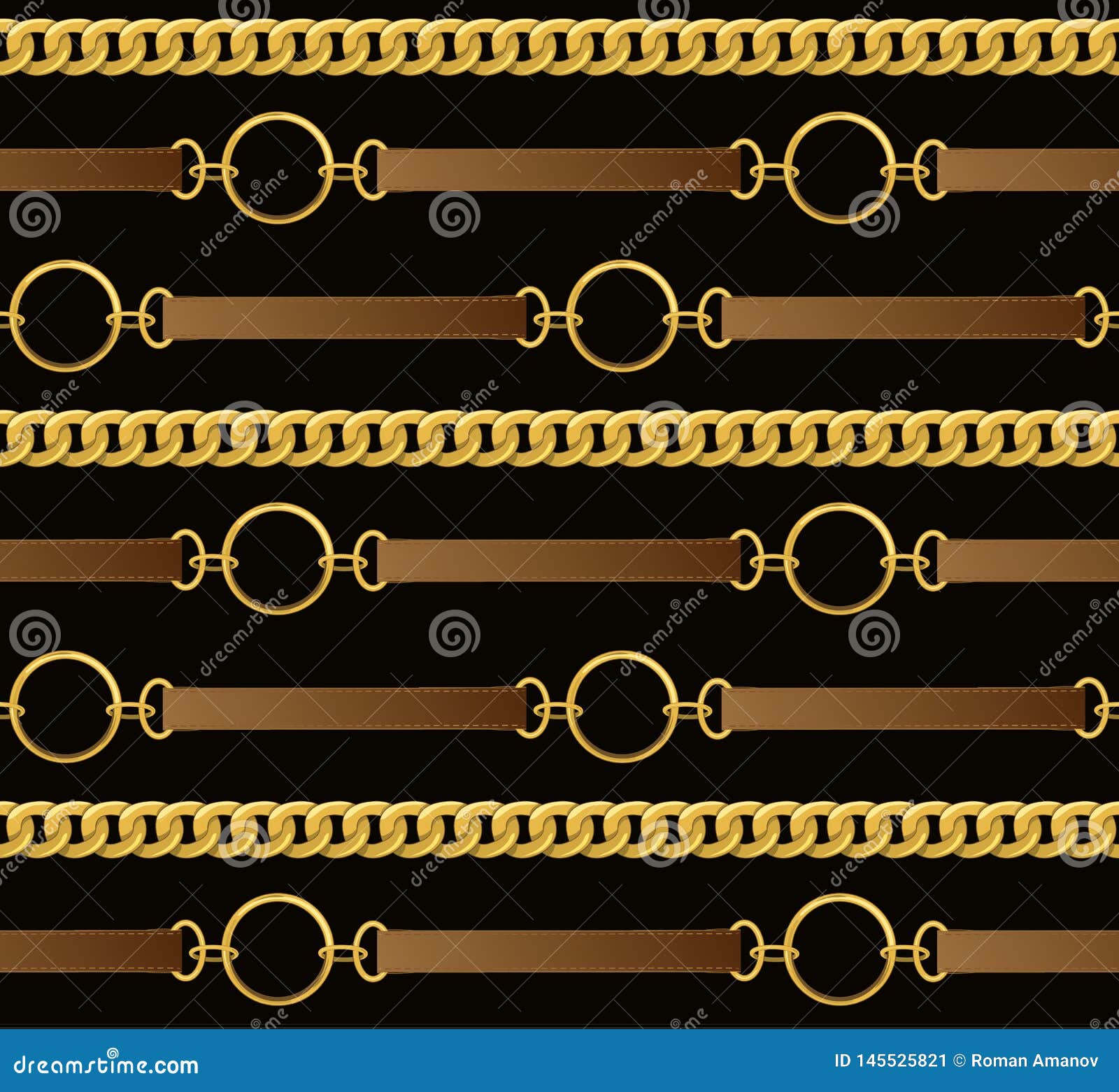 Seamless Vintage Pattern with Chains and Belts. Stock Vector ...