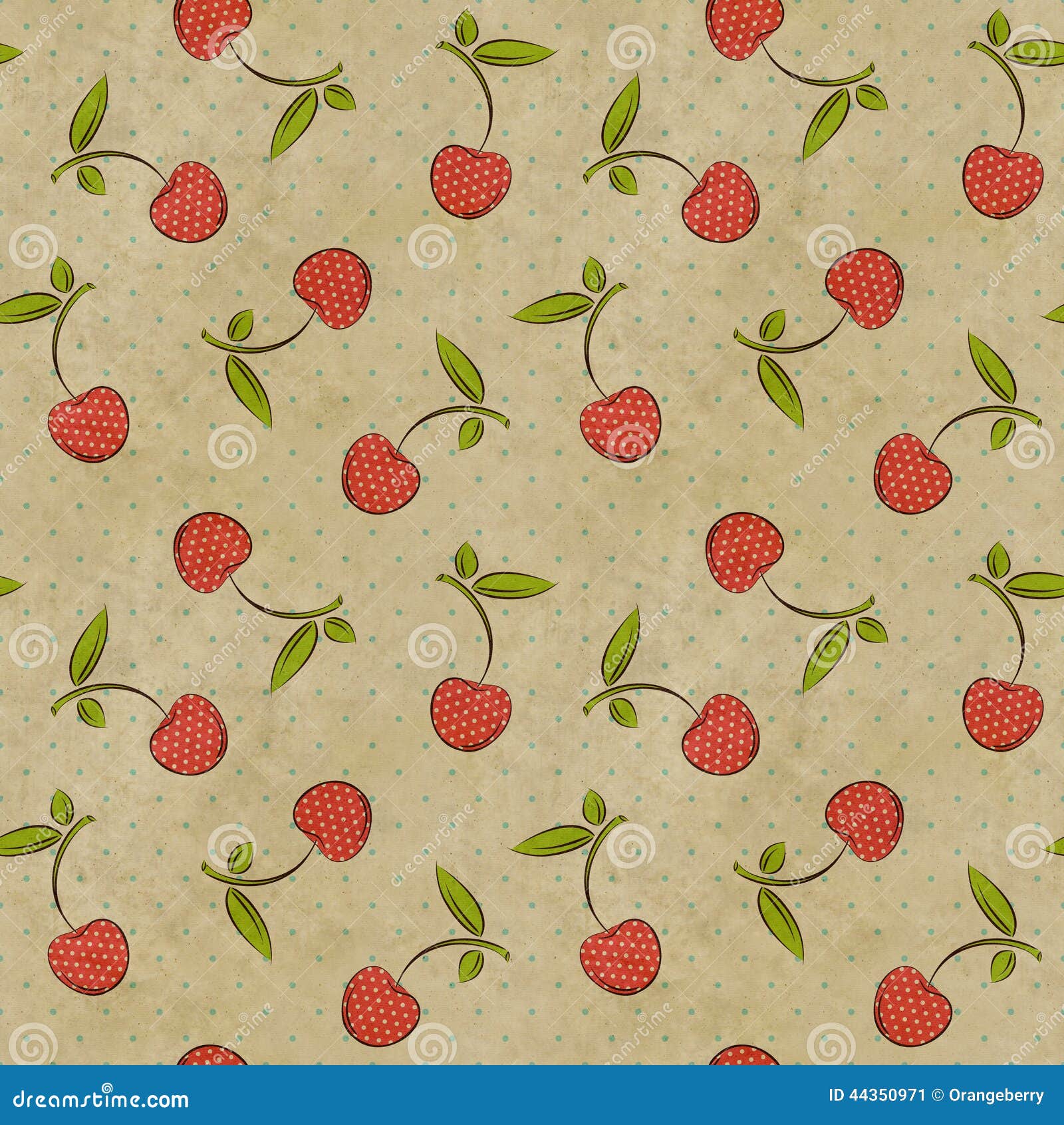 Seamless Vintage Pattern with Cherries Stock Illustration ...