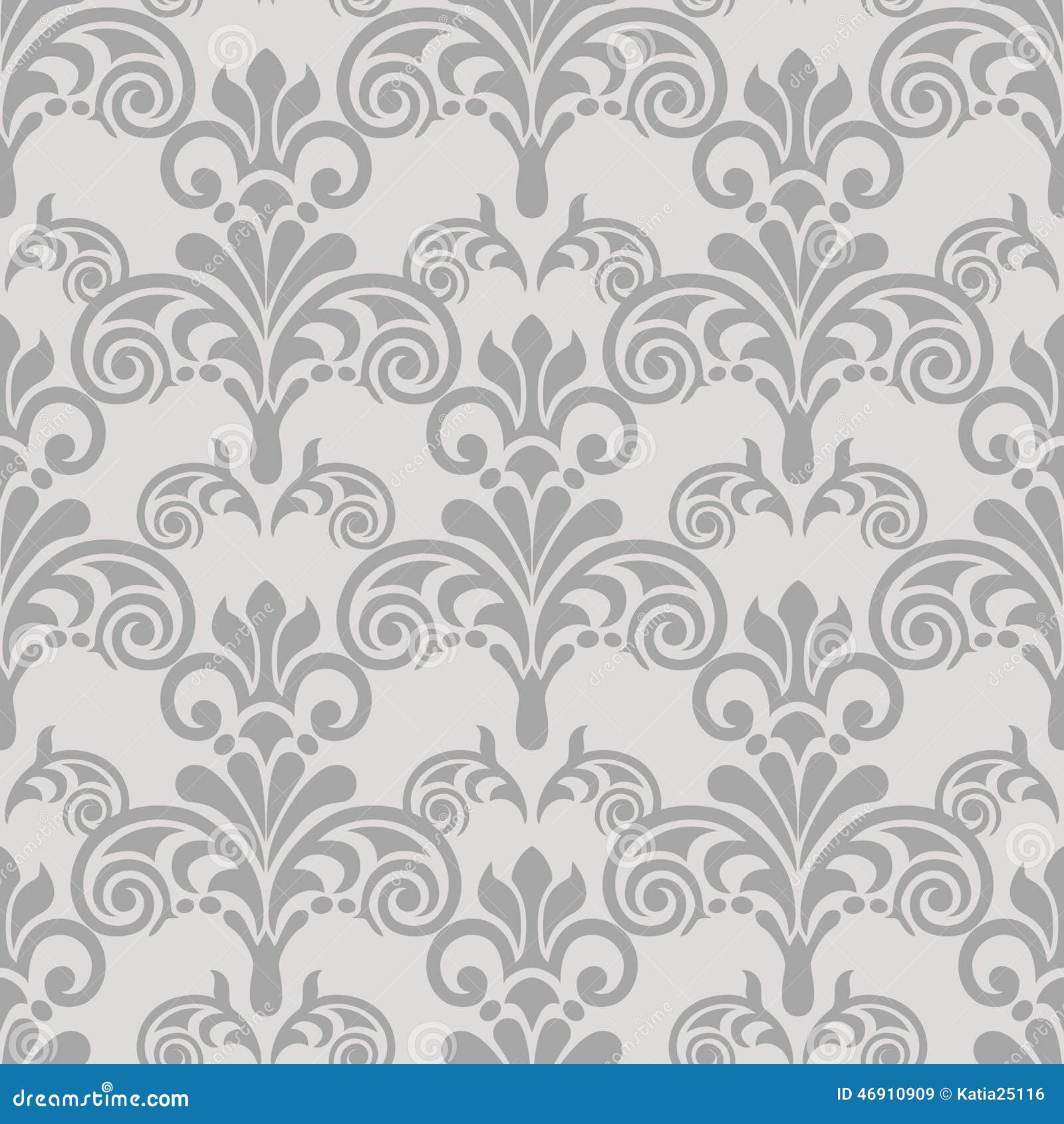Seamless Vintage Pattern in Grey Stock Vector - Illustration of grey ...