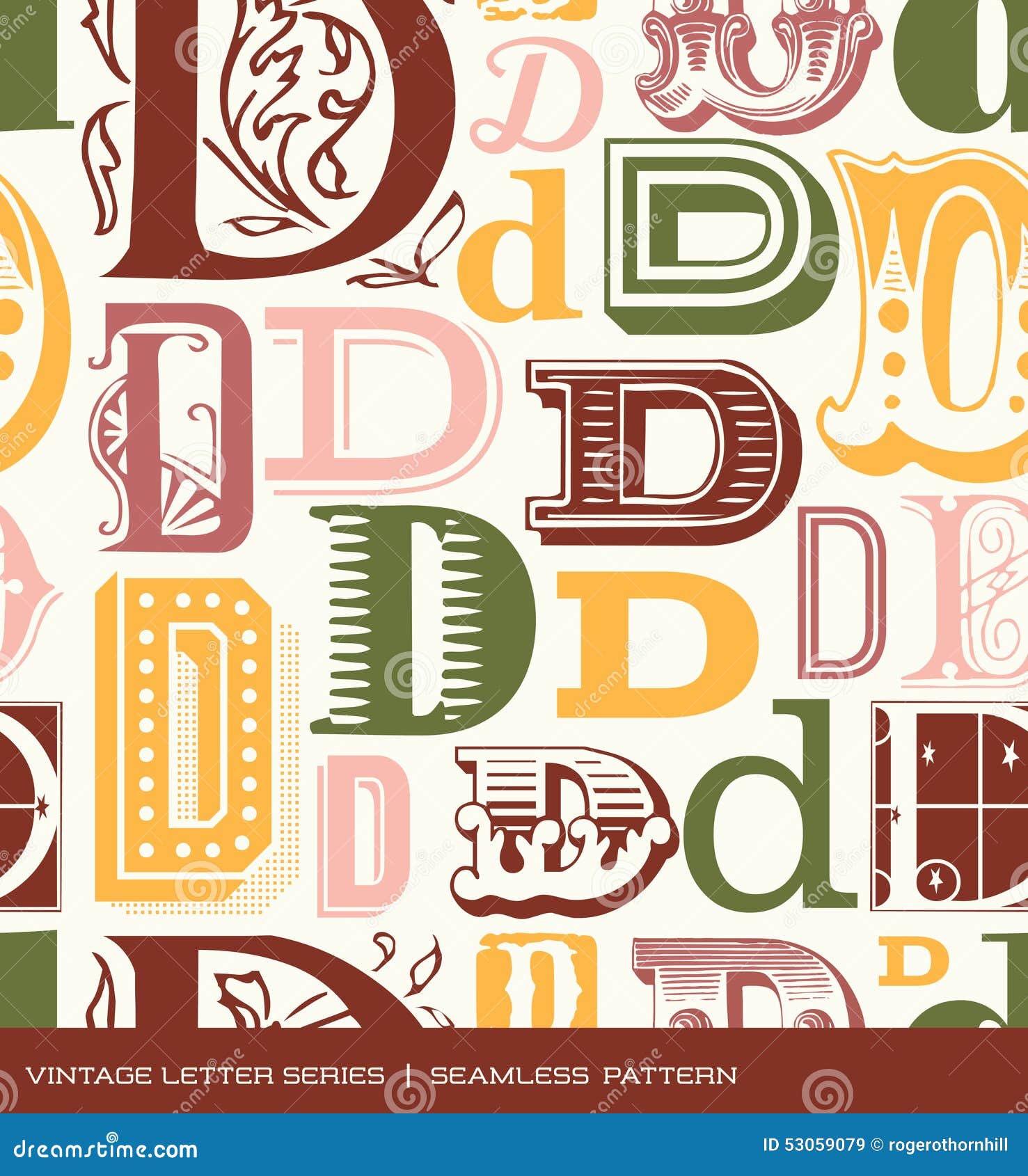 Seamless Vintage Pattern of the Letter D in Retro Colors Stock Vector ...