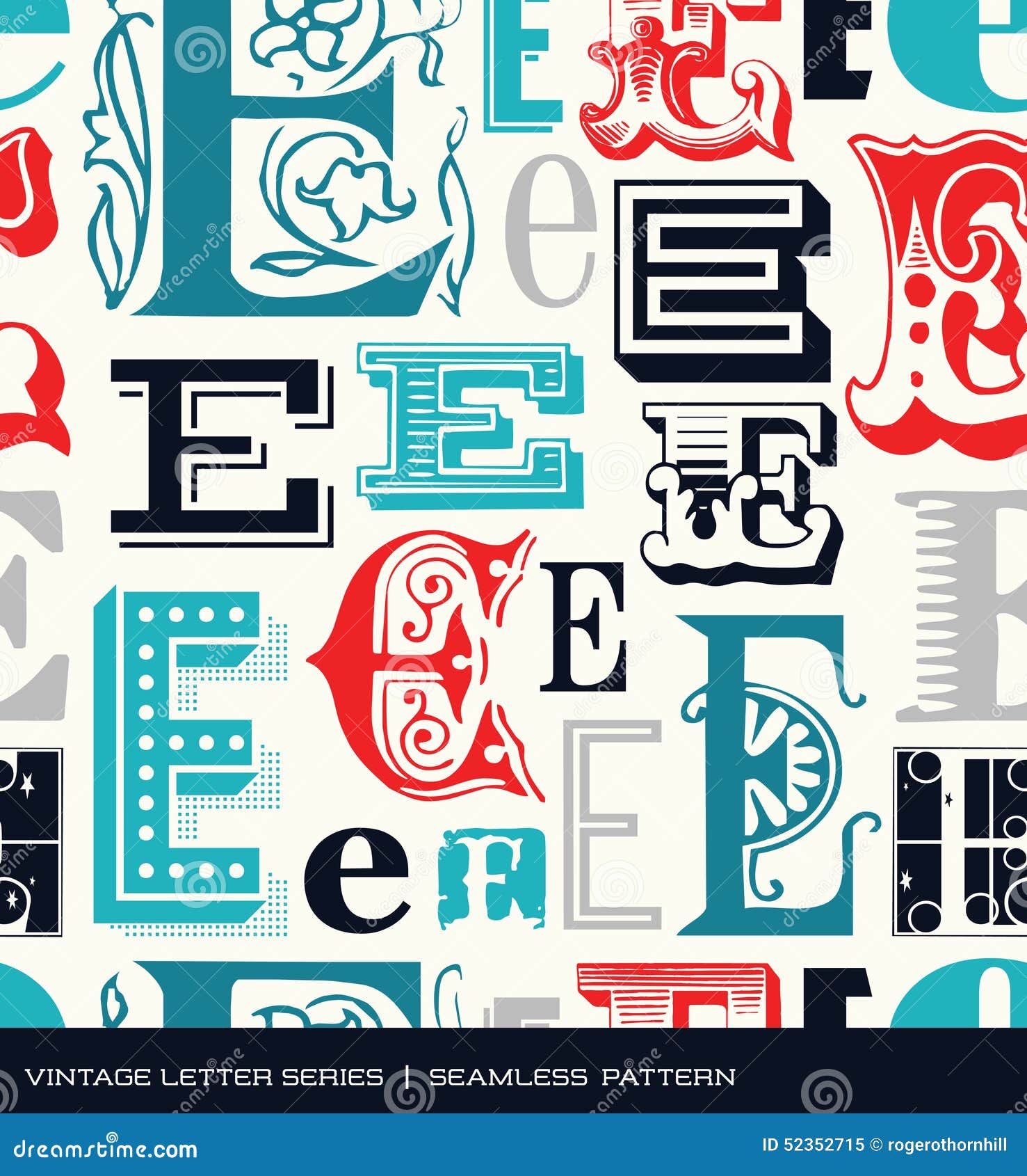 Seamless Vintage Pattern of the Letter E in Retro Colors Stock Vector ...