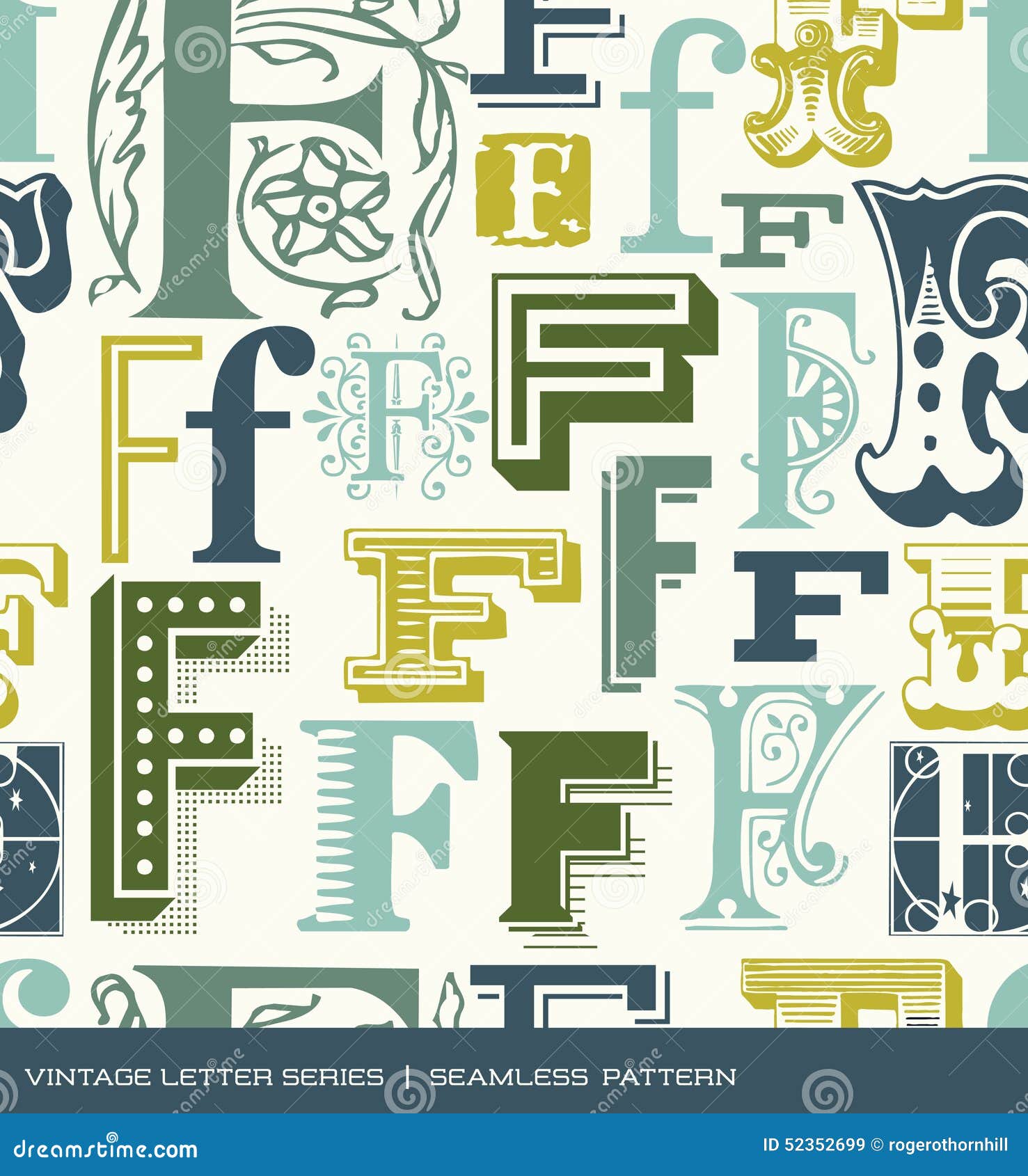 Seamless Vintage Pattern of the Letter F in Retro Colors Stock Vector ...