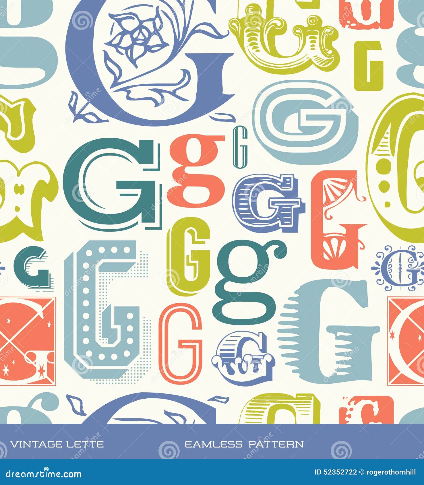 Seamless Vintage Pattern of the Letter G in Retro Colors Stock Vector ...