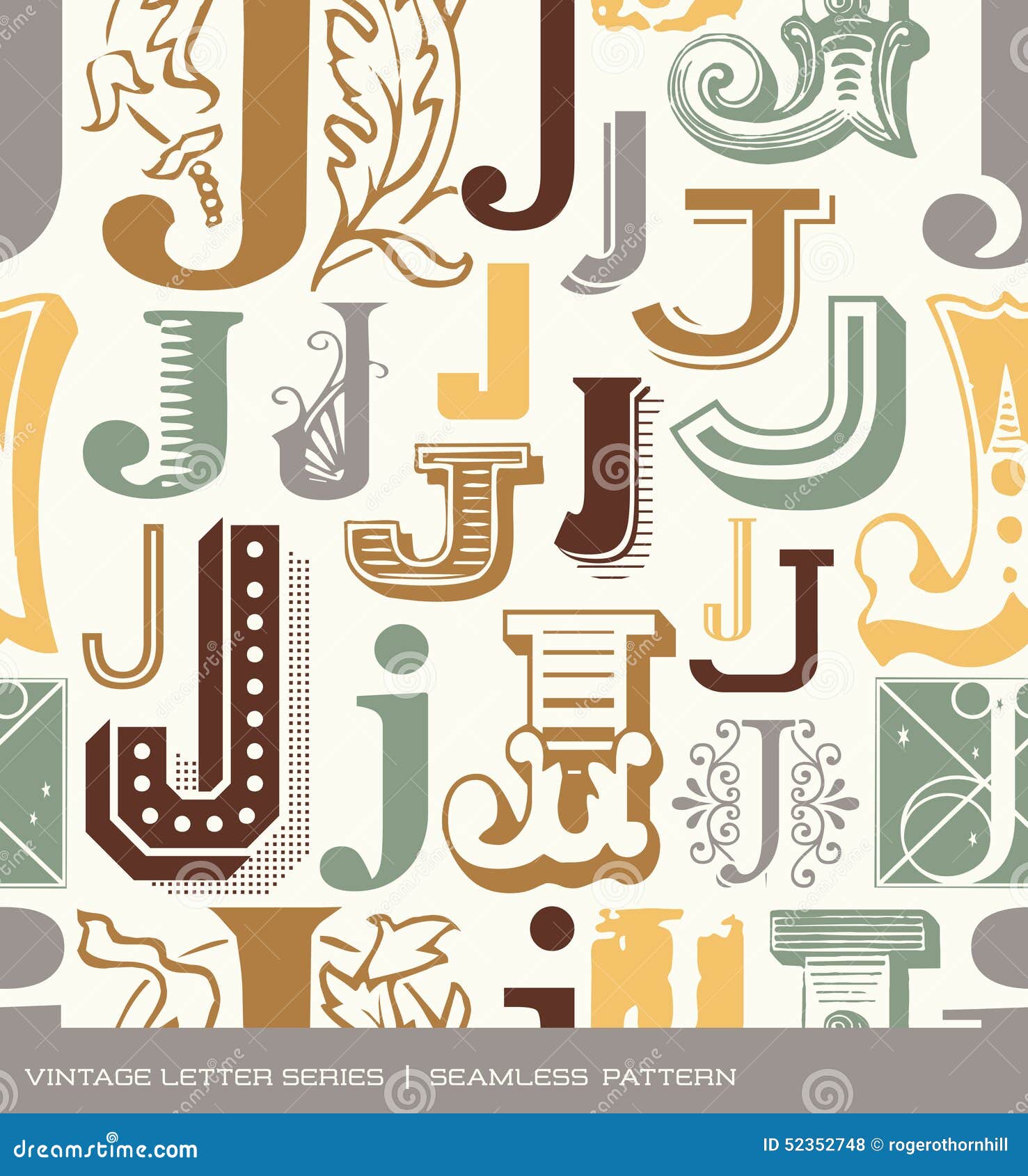 Seamless Vintage Pattern Of The Letter J In Retro Colors Stock Vector ...