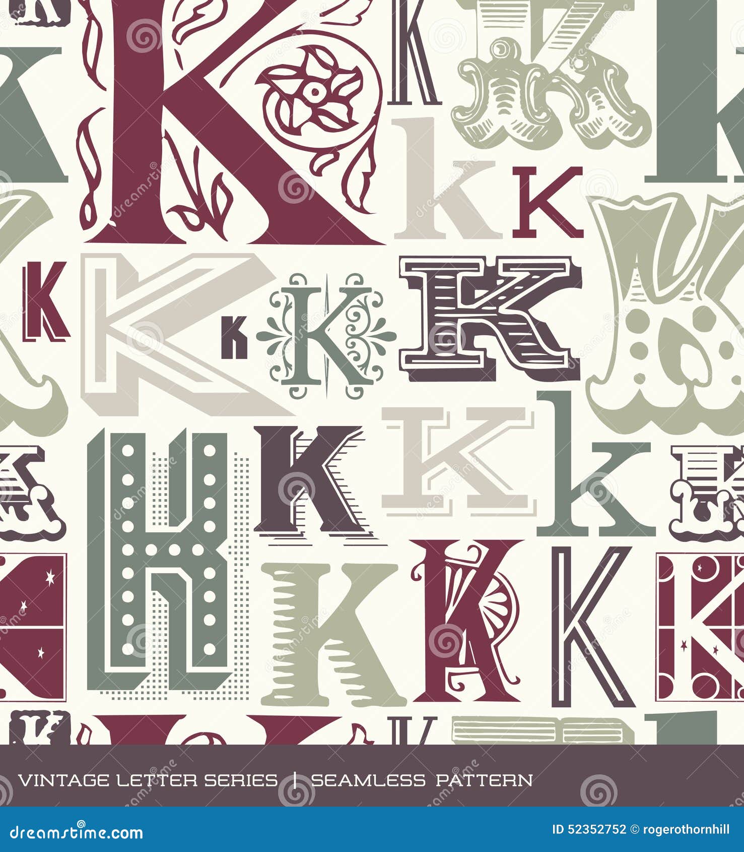 Seamless Vintage Pattern of the Letter K in Retro Colors Stock Vector ...