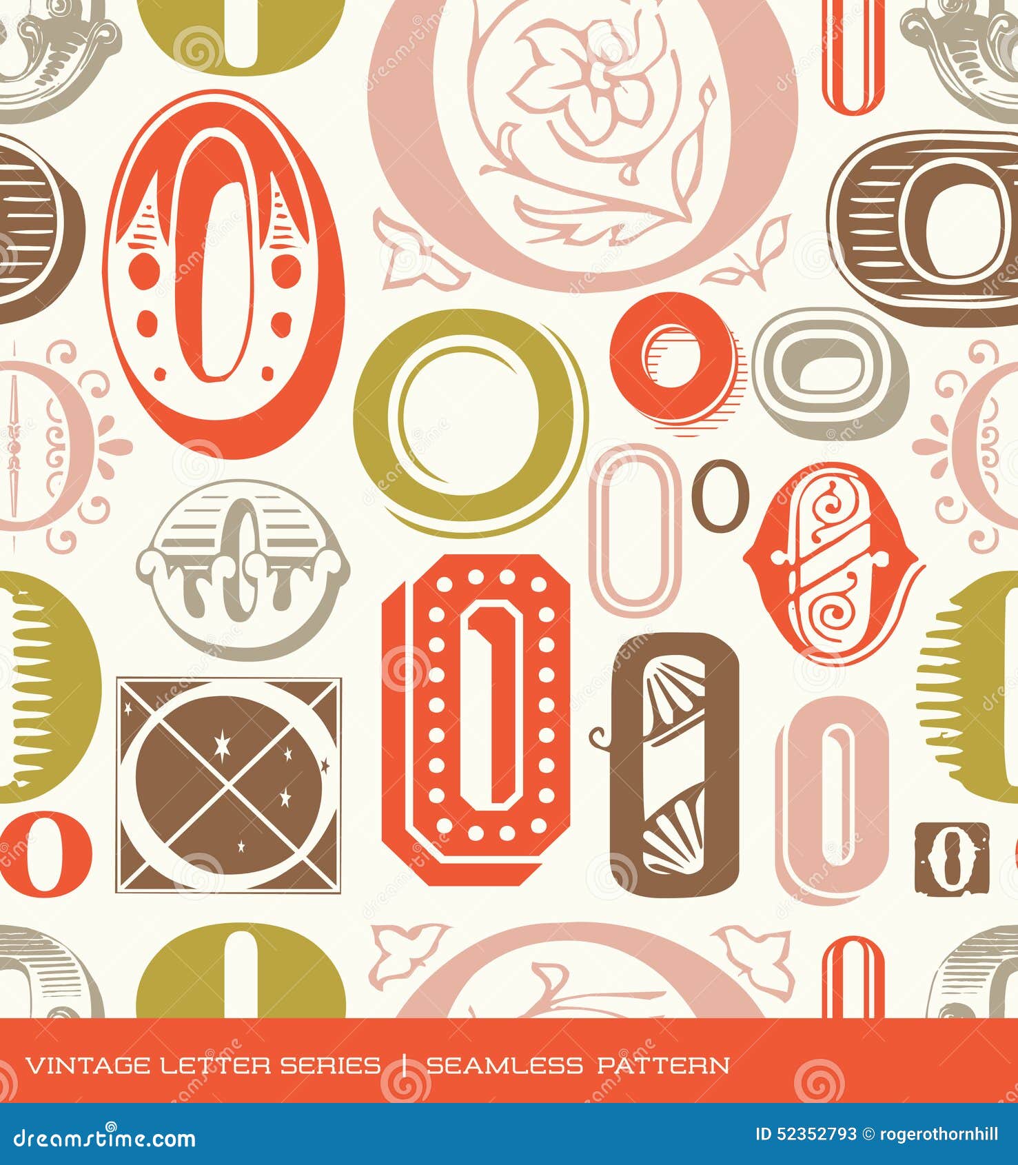 Seamless Vintage Pattern of the Letter O in Retro Colors Stock Vector ...