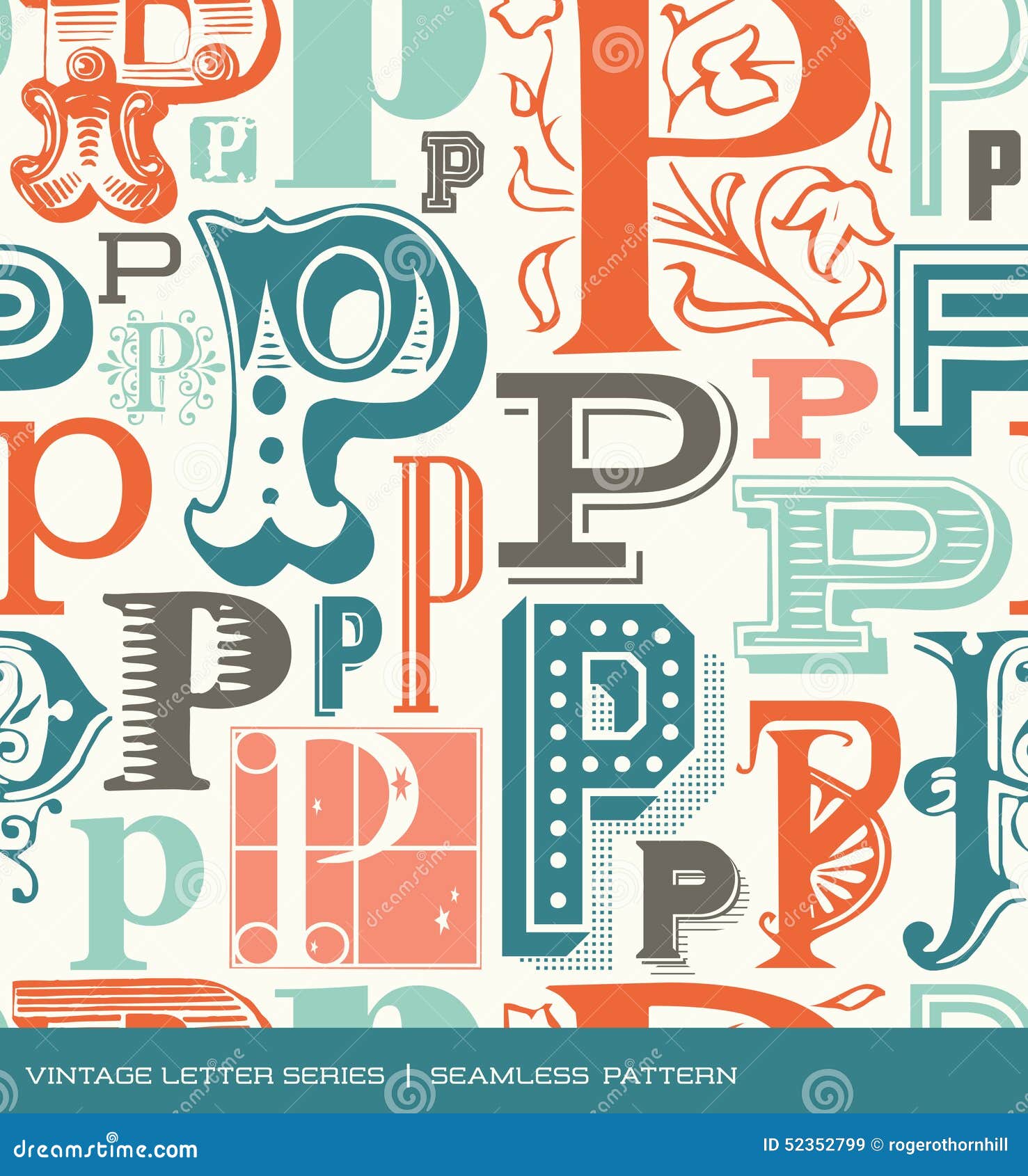 Seamless Vintage Pattern of the Letter P in Retro Colors Stock Vector ...