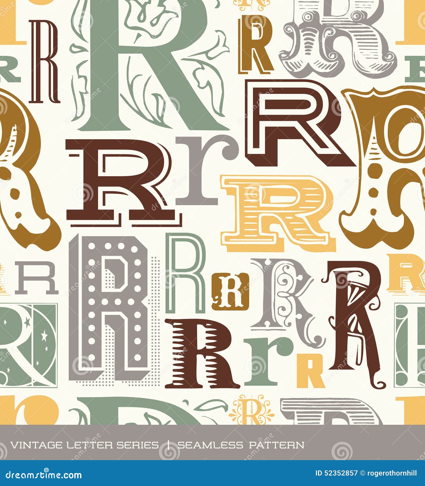 Seamless Vintage Pattern of the Letter R in Retro Colors Stock Vector ...