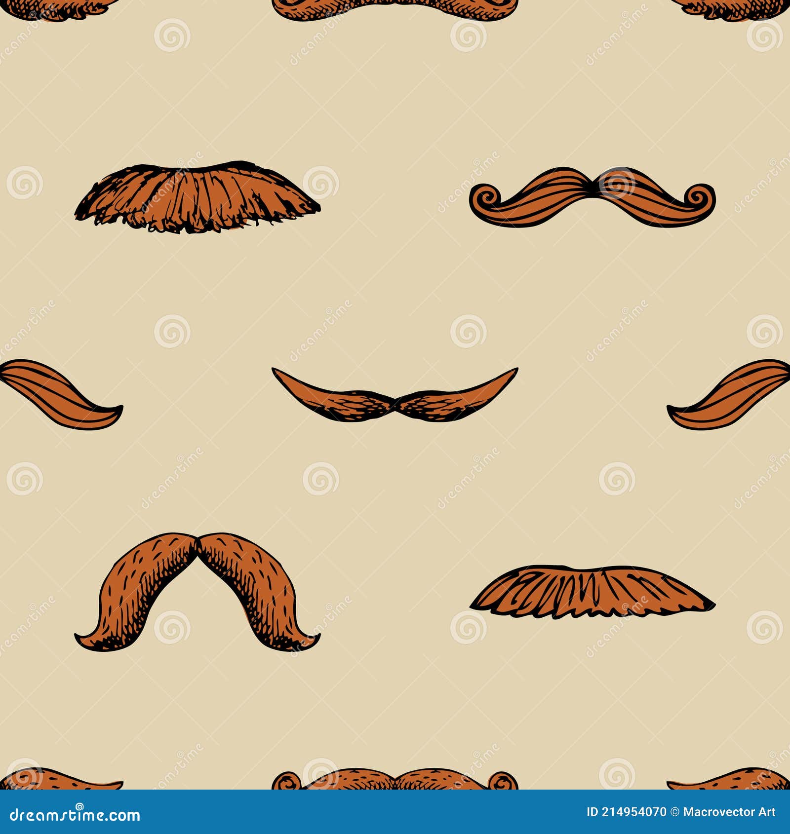 Seamless Vintage Pattern with Mustache Stock Vector - Illustration of ...