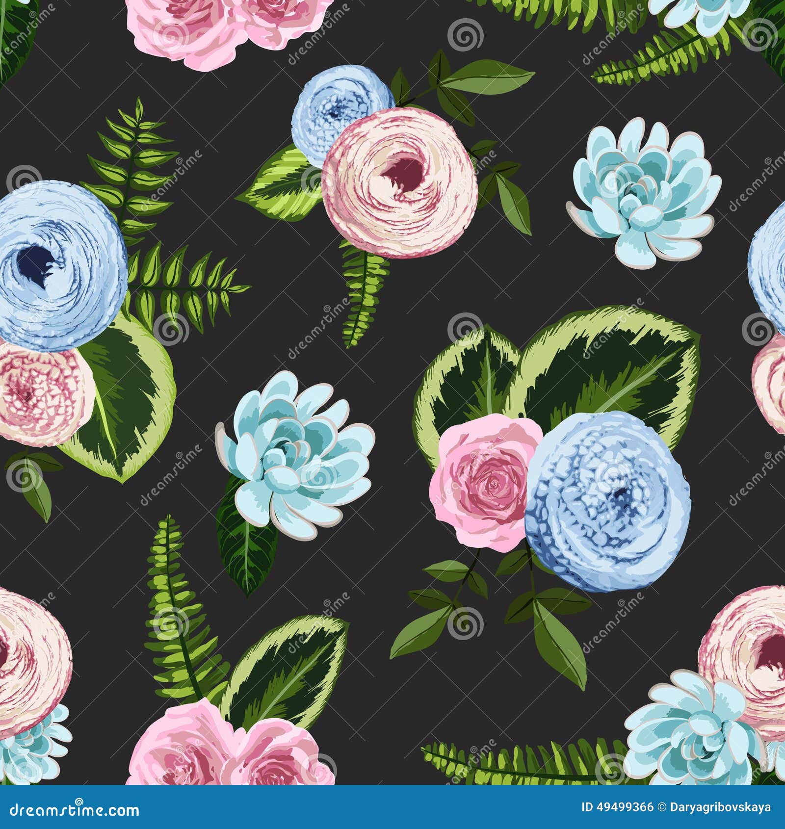 Seamless Vintage Pattern with Painted Flower Stock Vector ...