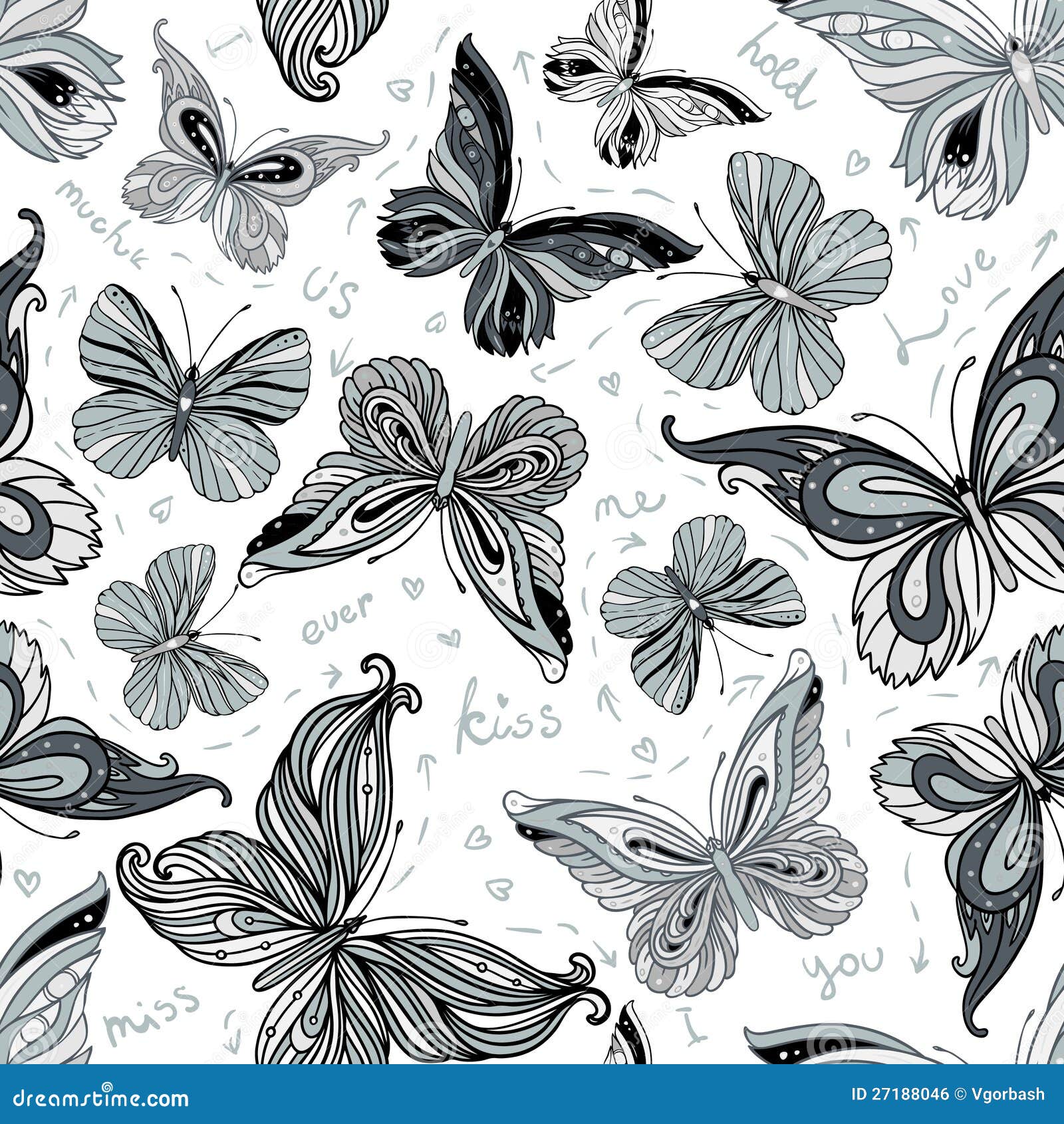 Seamless Vintage Patterned Butterfly Background Stock Illustration ...