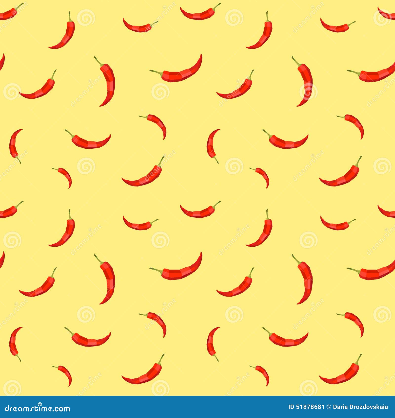 Seamless Vintage Polygon Hot Pepper Pattern Stock Vector - Illustration ...