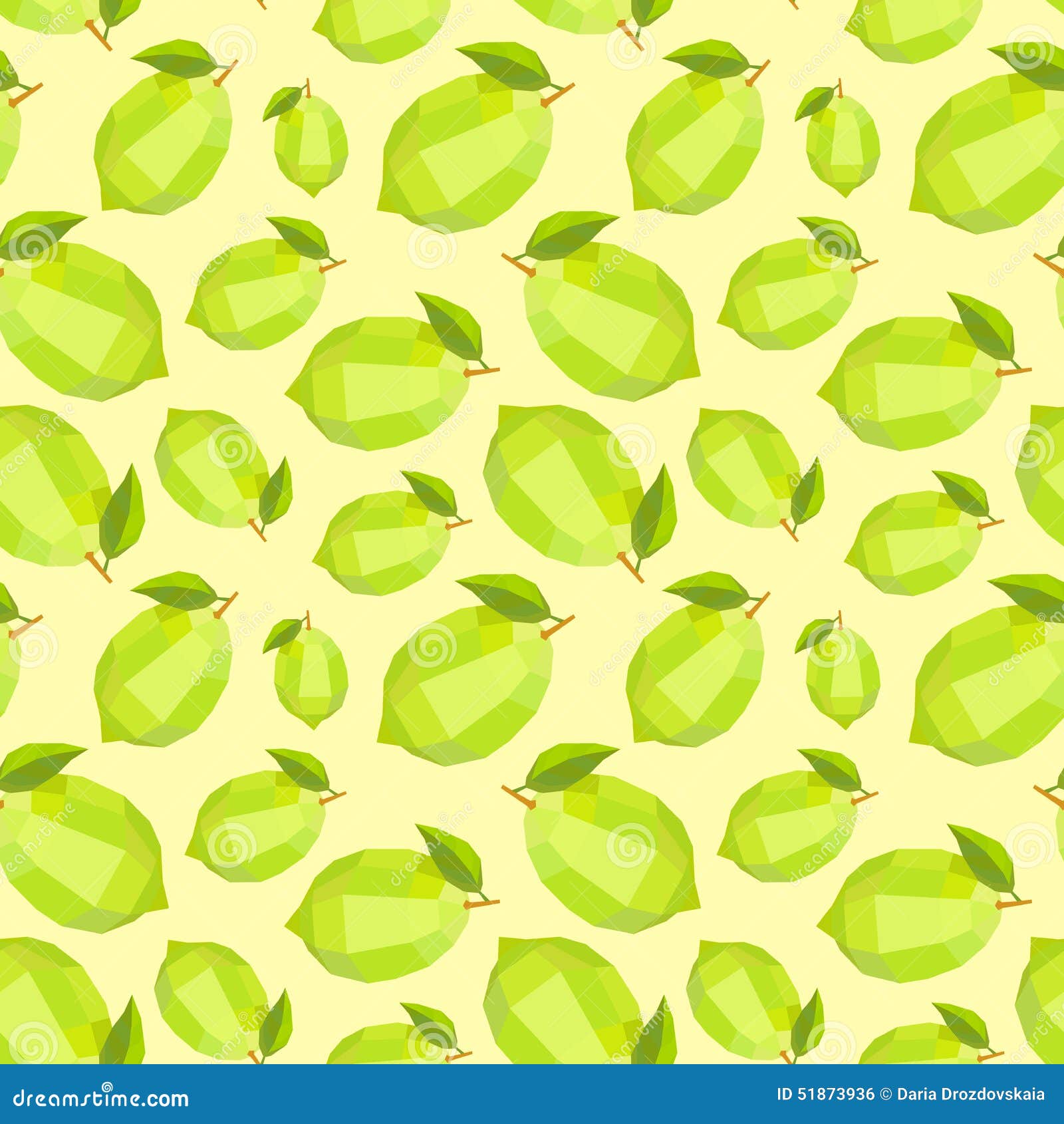 Seamless Vintage Polygon Summer Lemon Lime Pattern Stock Vector ...