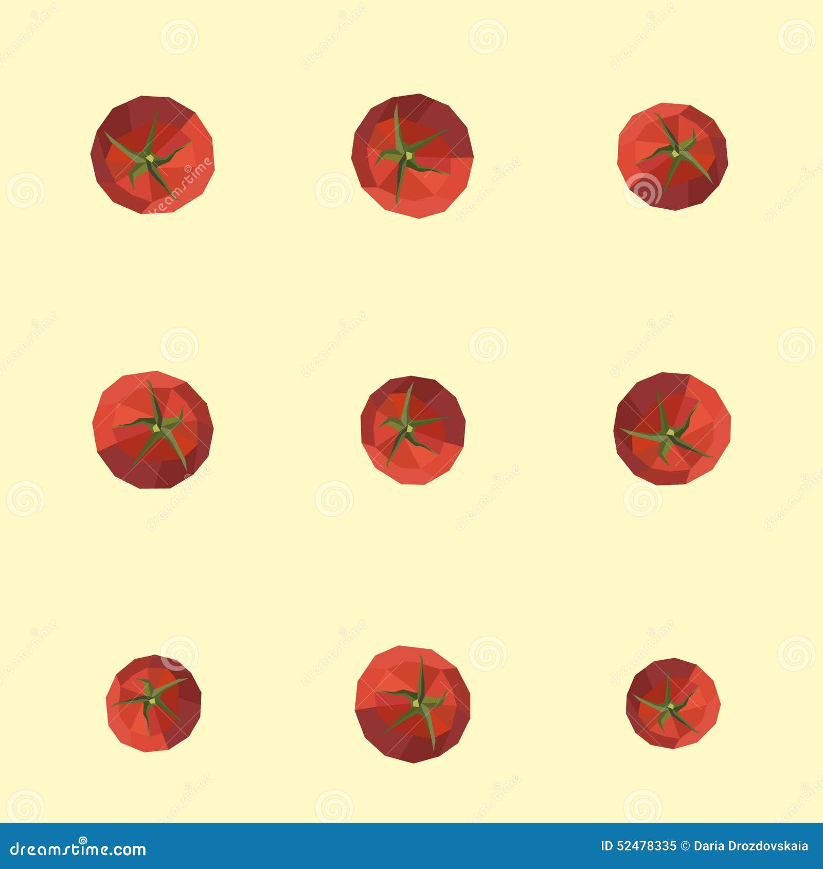 Seamless Vintage Polygon Tomato Pattern Stock Vector - Illustration of ...